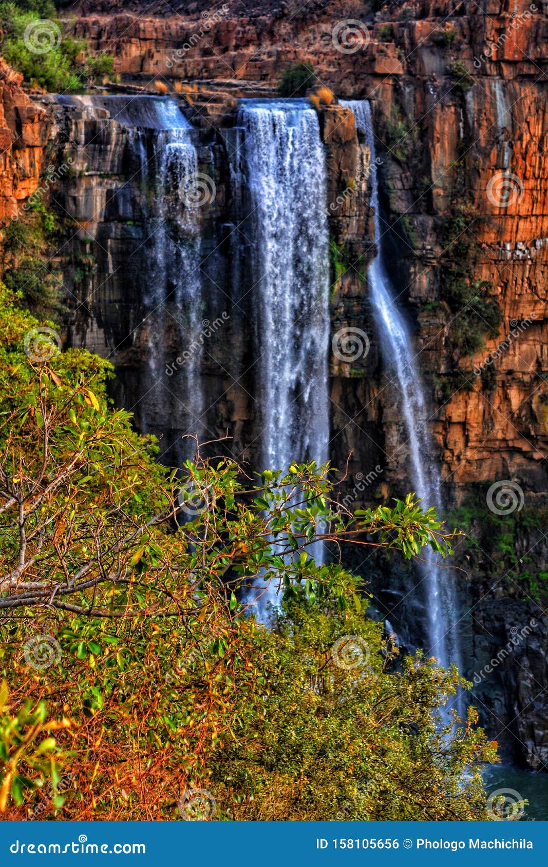Natural Waterfall Mood Nature Sunshine Stock Photo - Image of natural ...