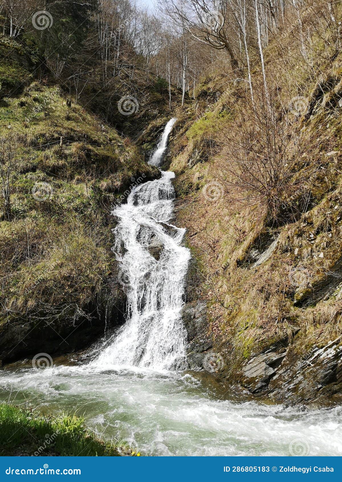 Natural Waterfall & Mountain River Stock Image - Image of geology ...