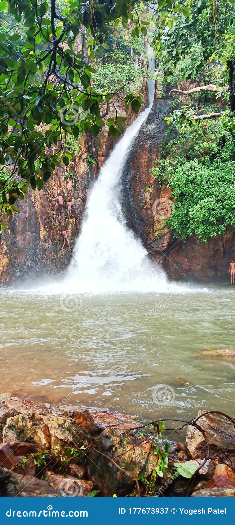 Natural Waterfall Mountain Rock Water Stock Image - Image of natural ...