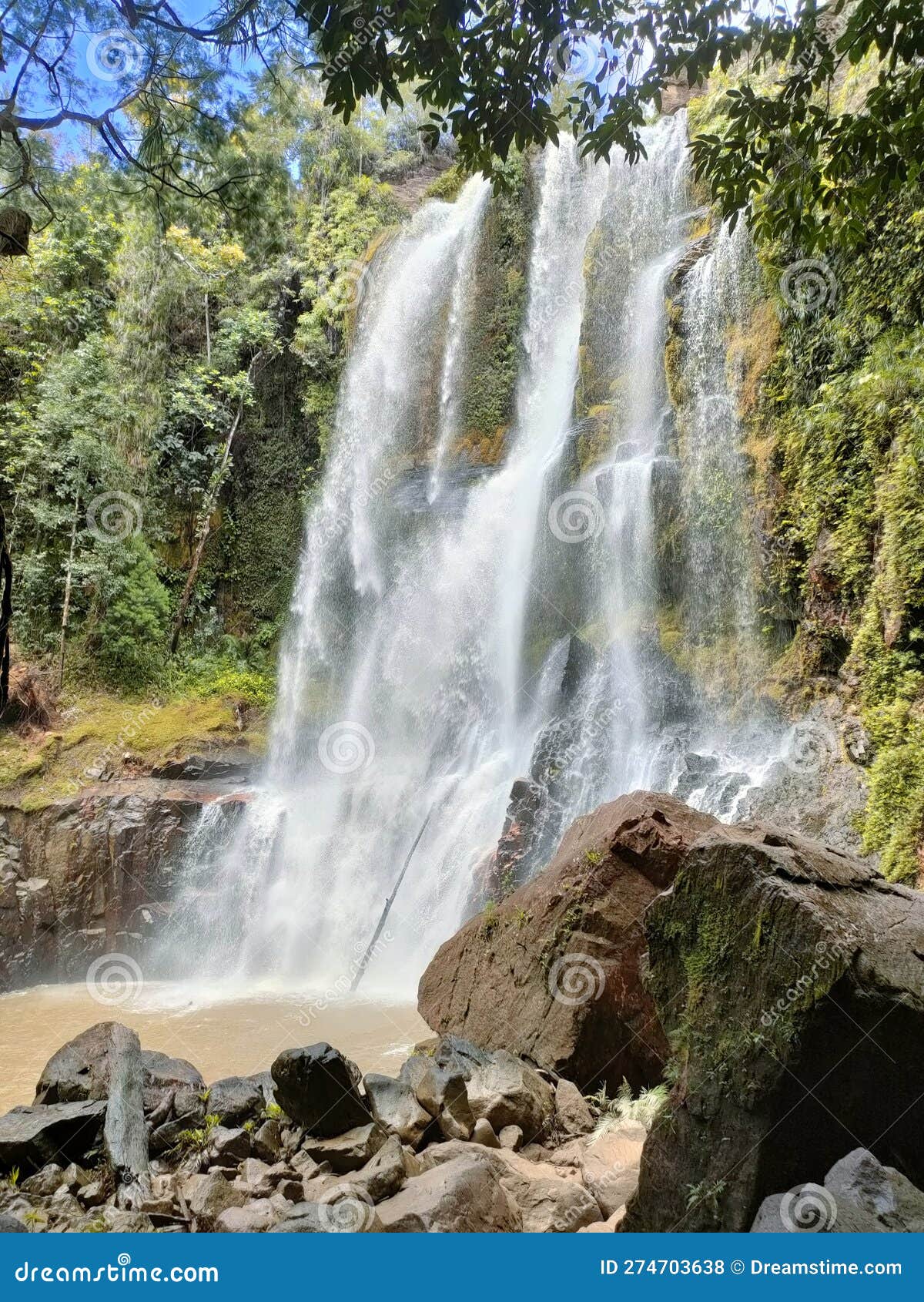 Natural Waterfall Untouched by Humans Stock Photo - Image of country ...
