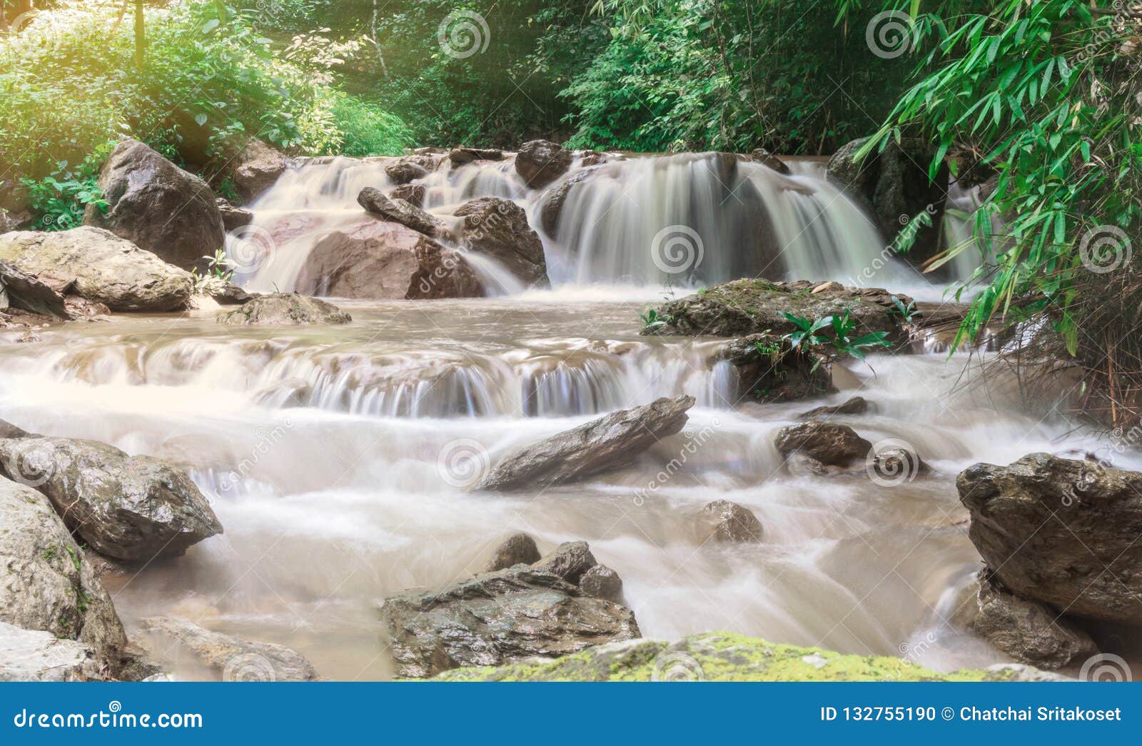 Natural Waterfall, Water Falling Over the Stone Stock Photo - Image of ...