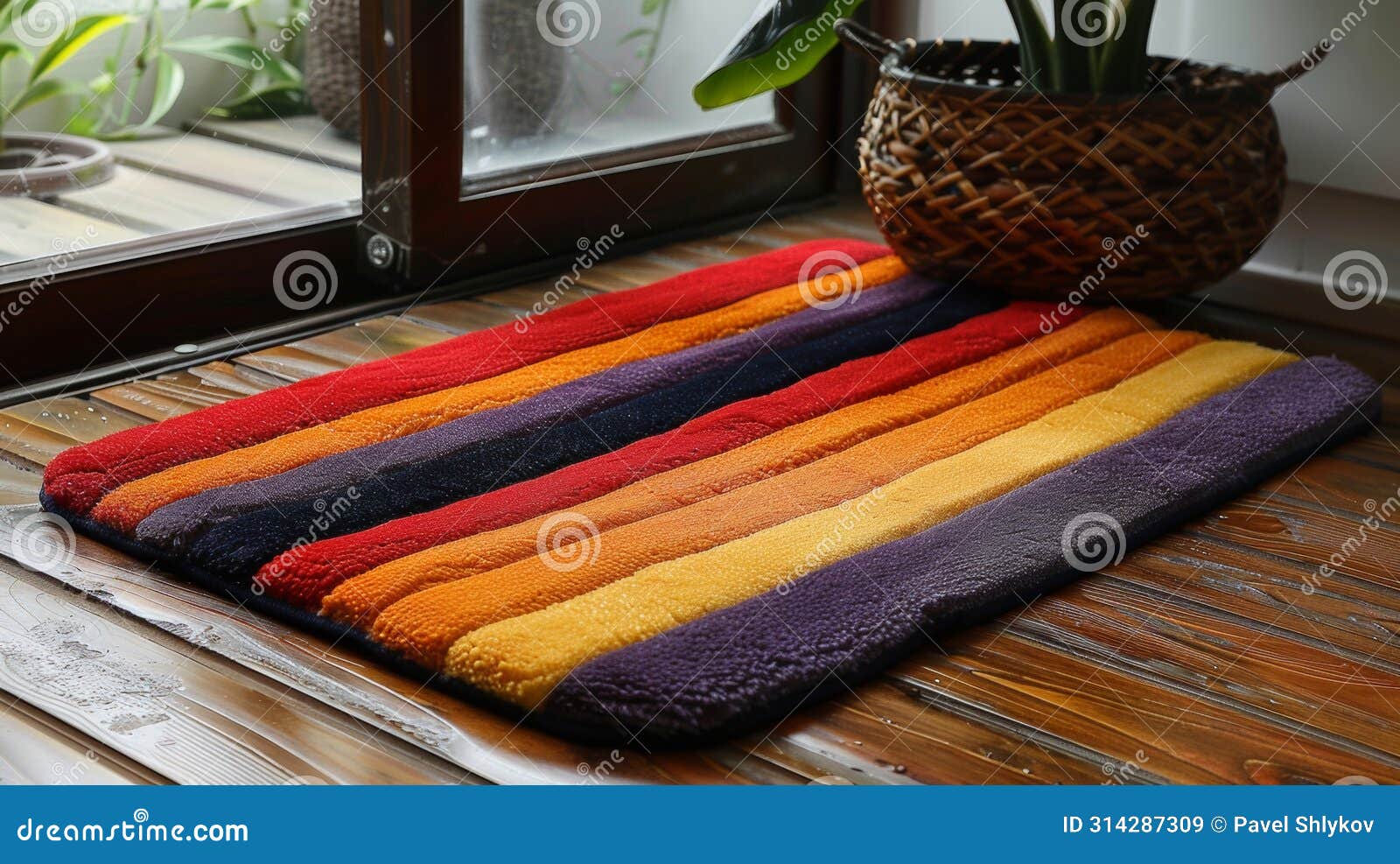 Natural Welcome Mat on Wood Floor Background Ready for Your Own Text ...