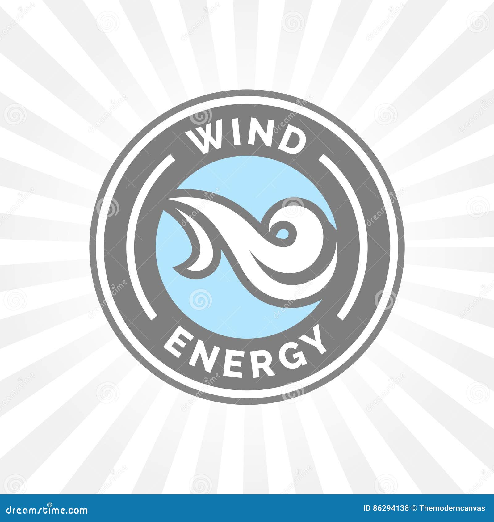 Natural Wind Energy Emblem Sign with Blowing Wind Icon. Stock Vector ...