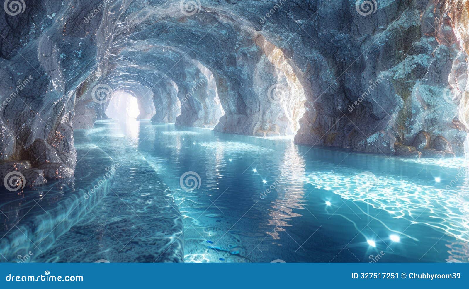 Natural Wonder, a Serene Subterranean Crystal Cave with Reflective ...