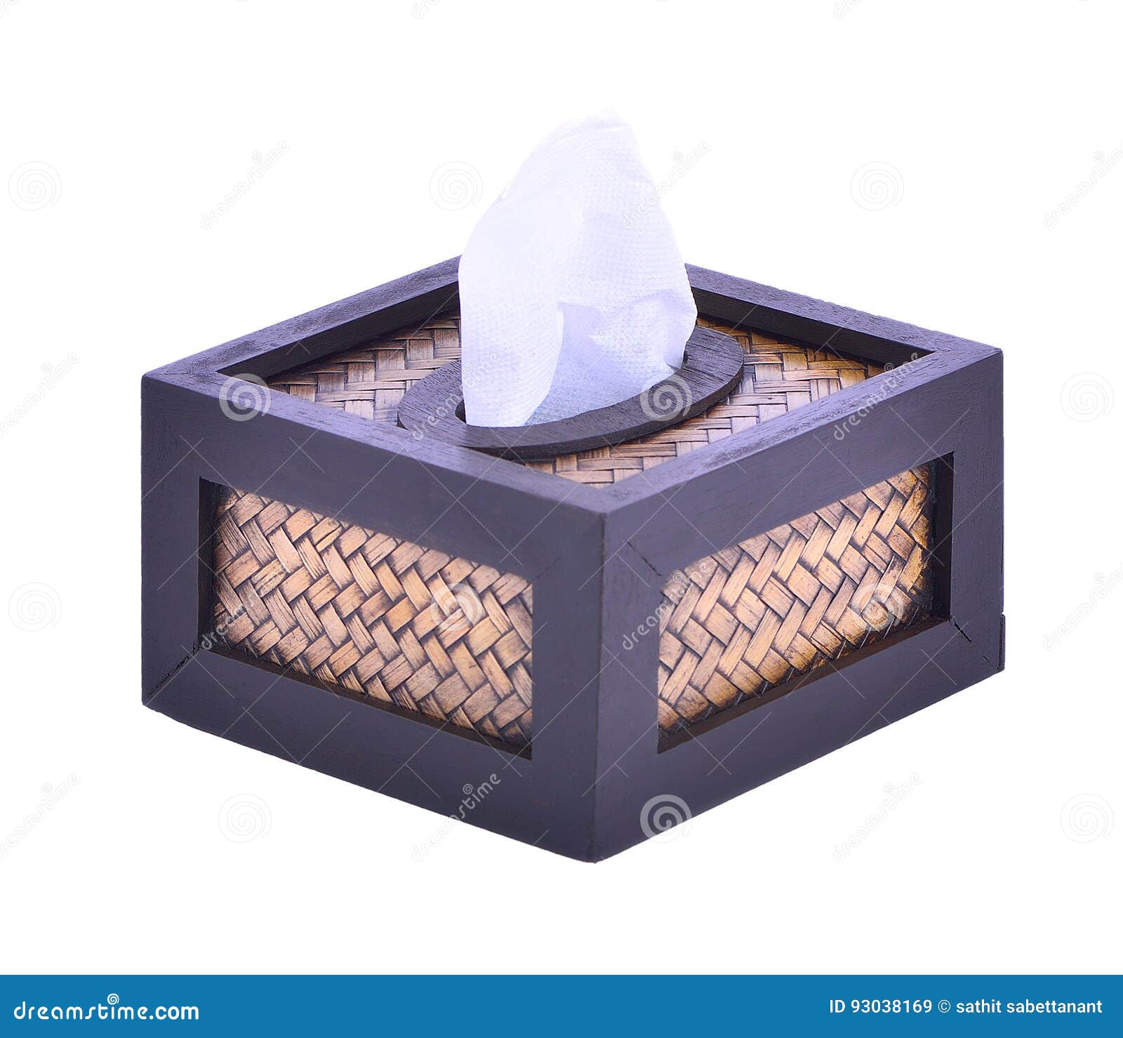 Natural Wood Tissue Box Separated from a White Background. Stock Image ...