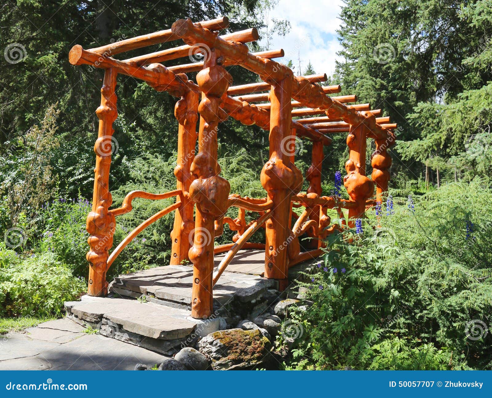 Natural Wooden Bridge in the Cascade Park in Banff, Canada Stock Image ...