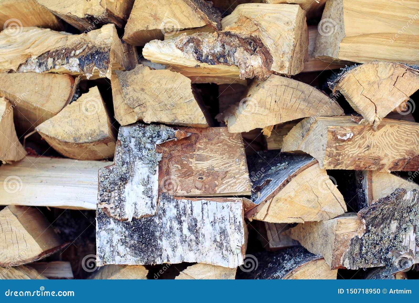 Natural Wooden Decor Background. Firewood Log Texture Stock Photo ...