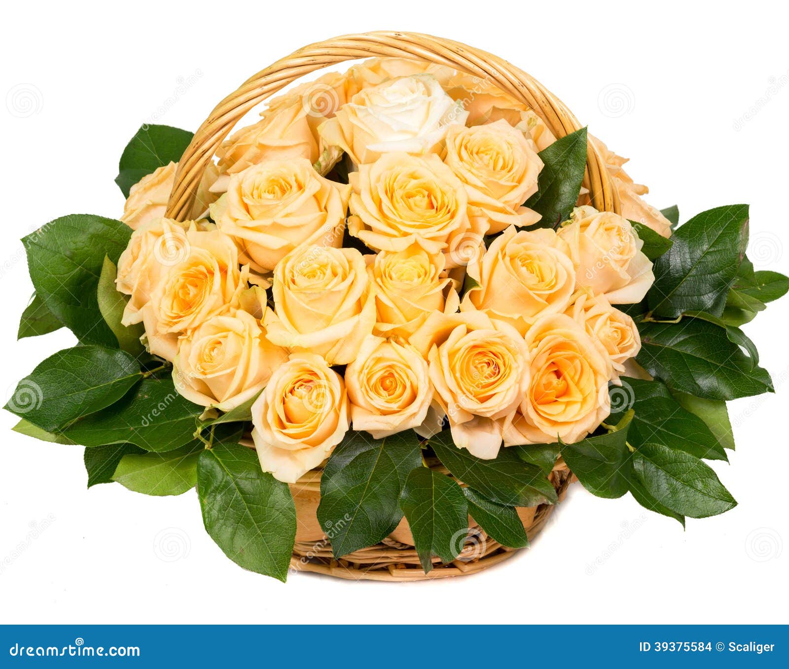 Natural Yellow Roses in a Basket Stock Photo - Image of fresh ...