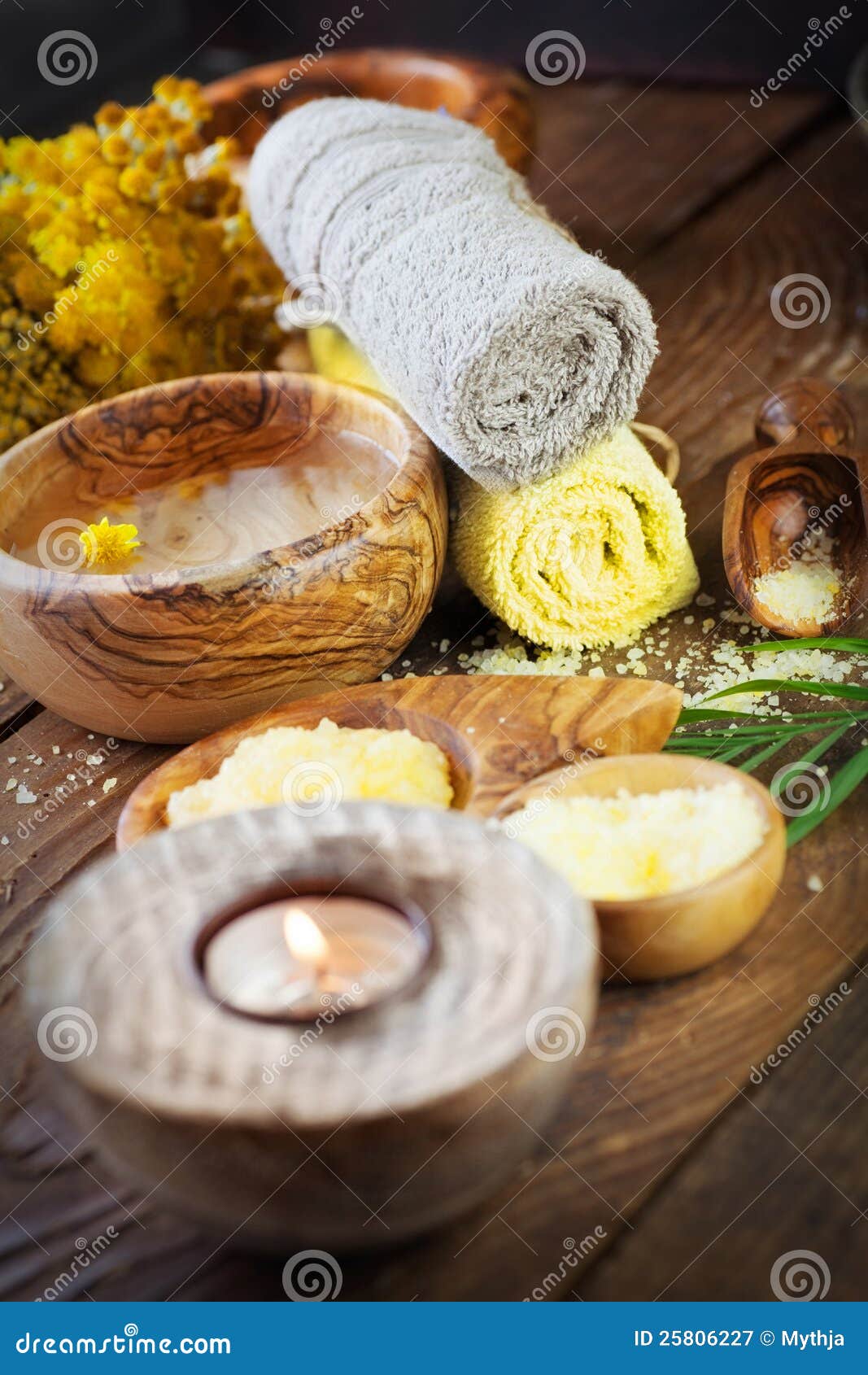 Natural yellow spa setting stock image. Image of care - 25806227