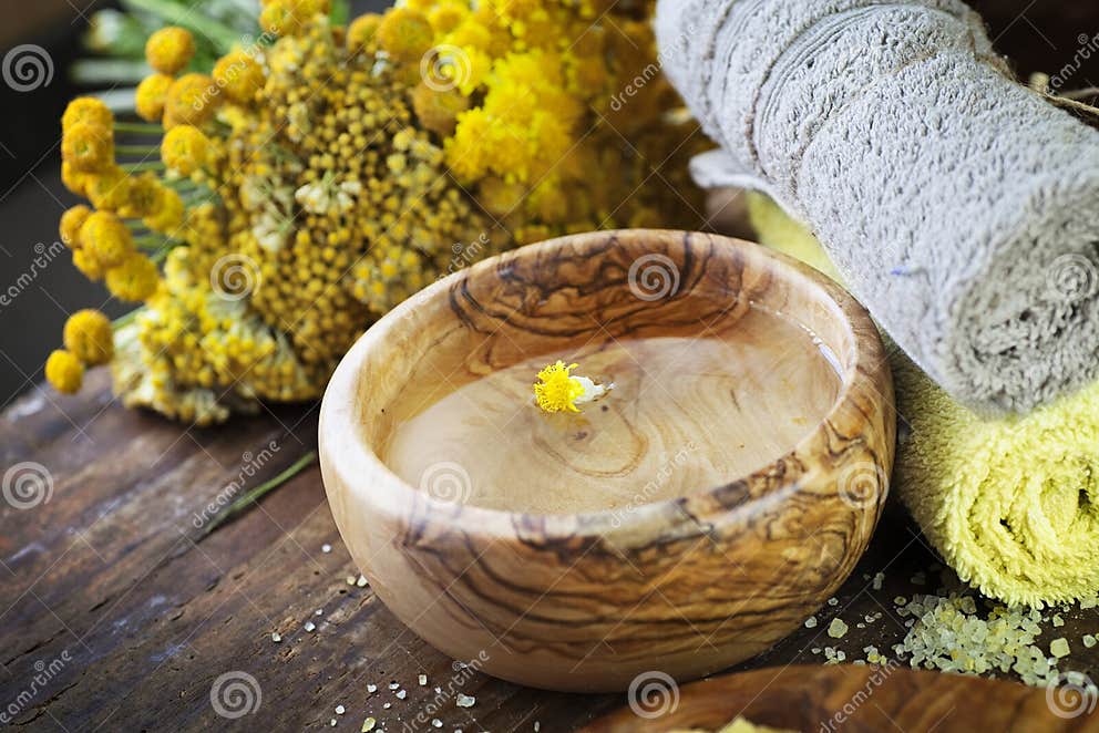 Natural yellow spa setting stock image. Image of care - 25806239
