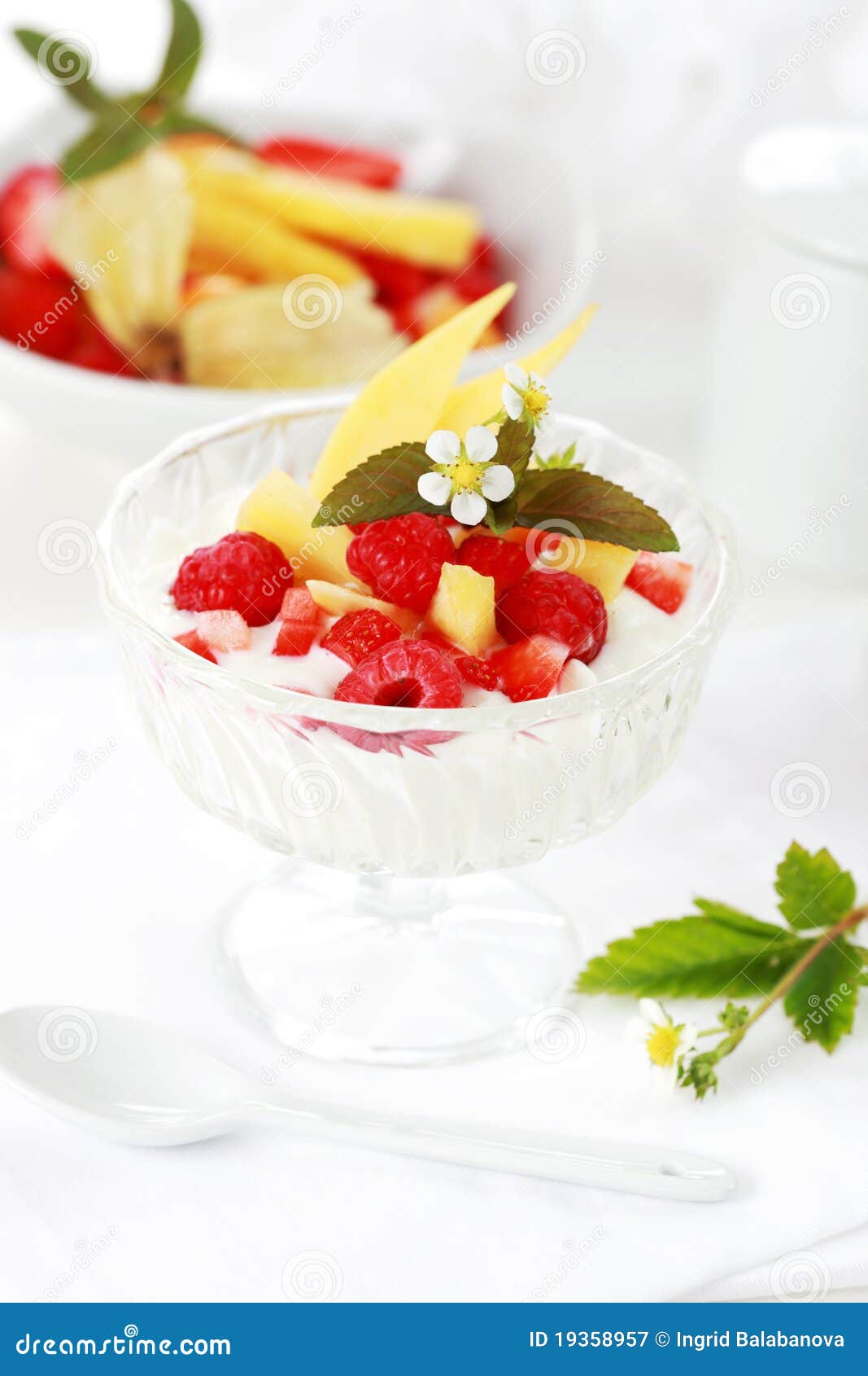 Natural Yogurt with Fresh Fruits Stock Image - Image of fruits ...