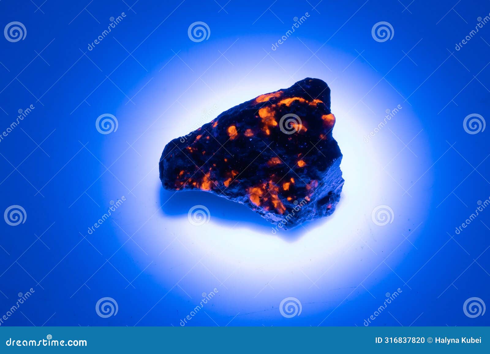 Natural Yooperlite Gem Stone in Uv Light on the White Background Stock ...