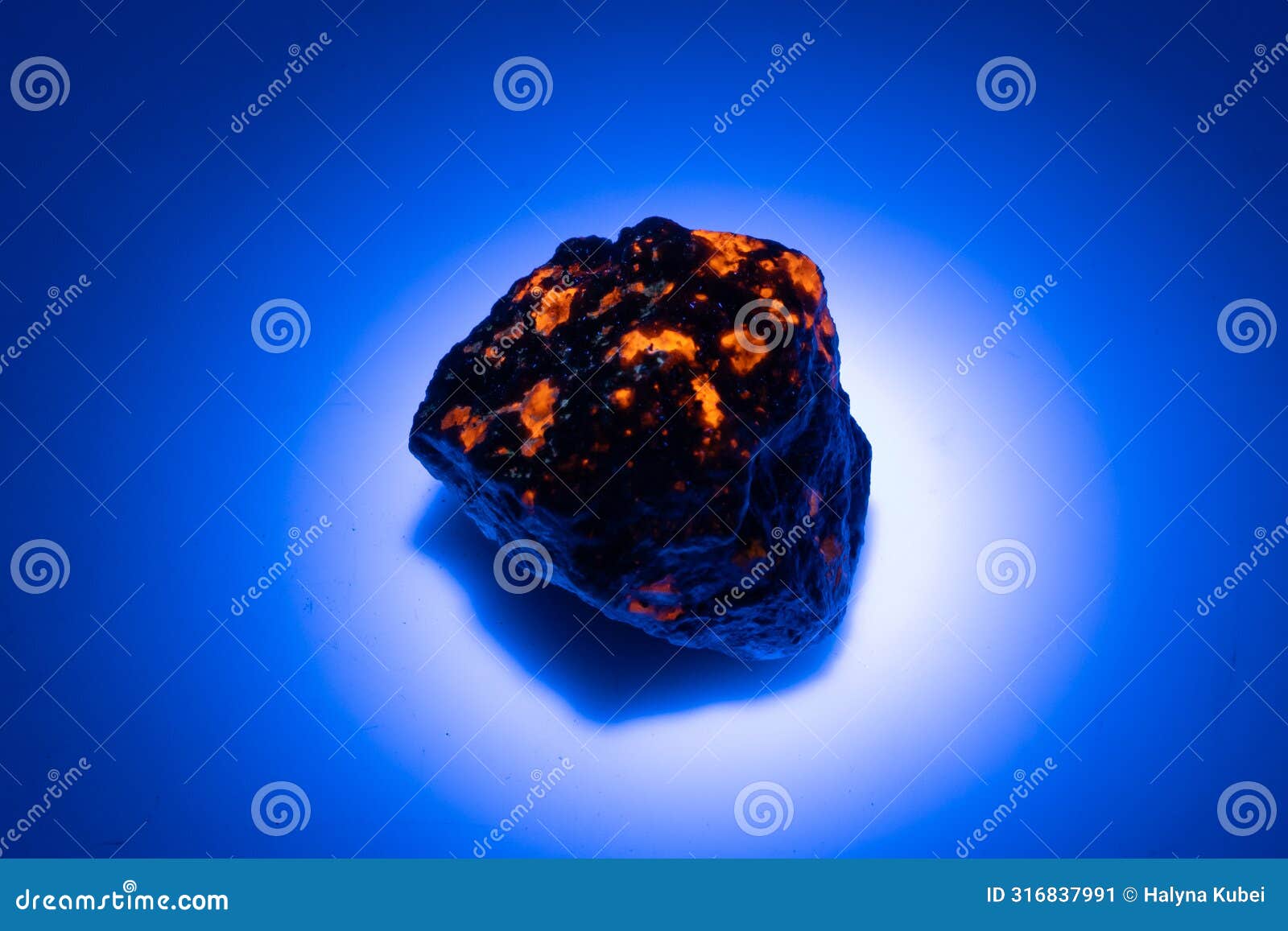 Natural Yooperlite Gem Stone in Uv Light on the White Background Stock ...