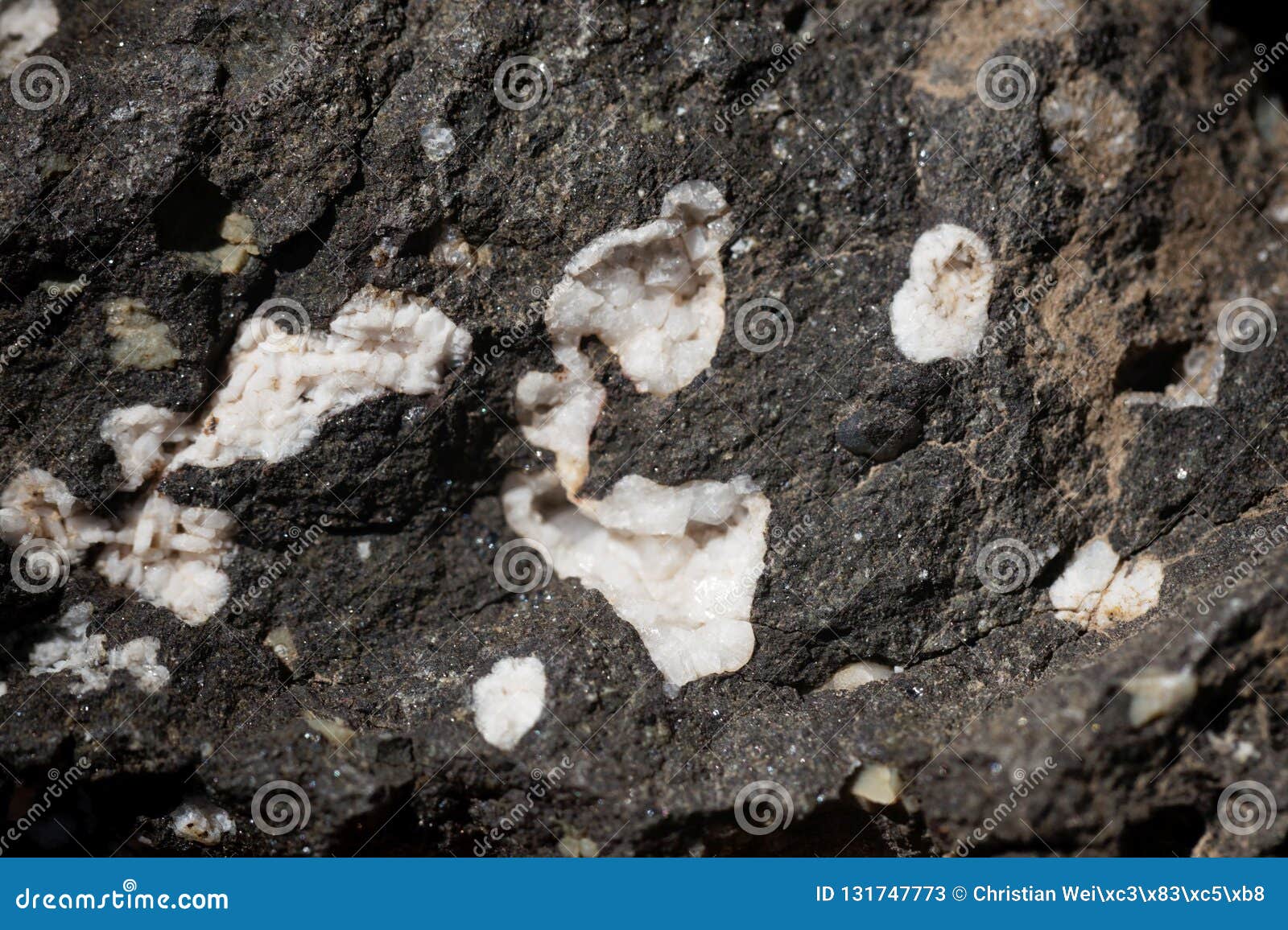 Zeolite Minerals in a Black Basalt Rock Stock Image - Image of crystal ...