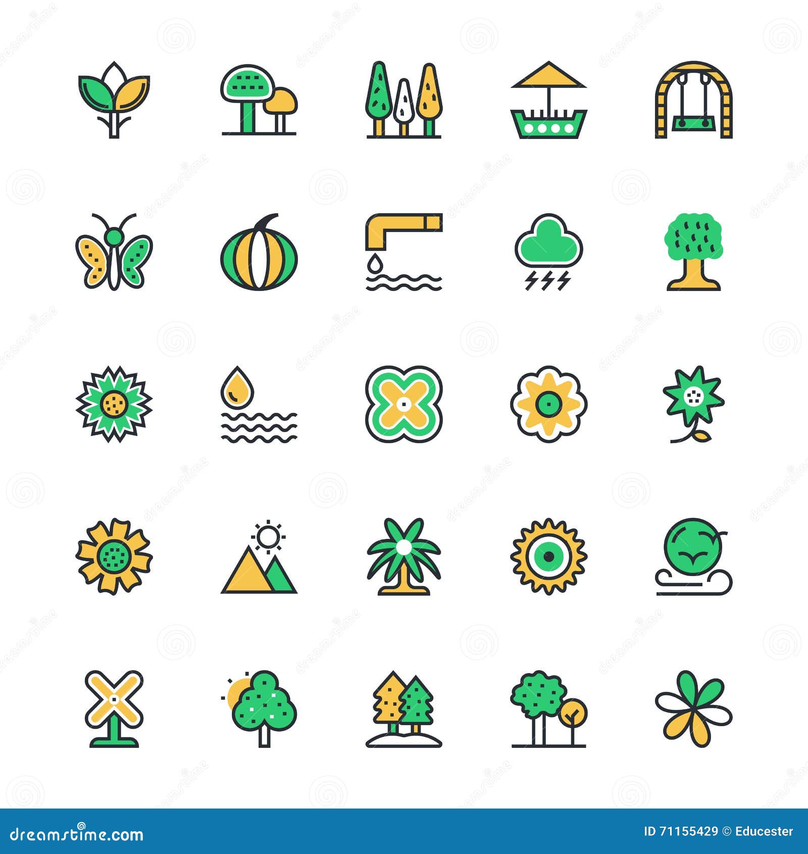 Naturaleza, Iconos 3 Del Vector Del Parque Stock de ilustración ...