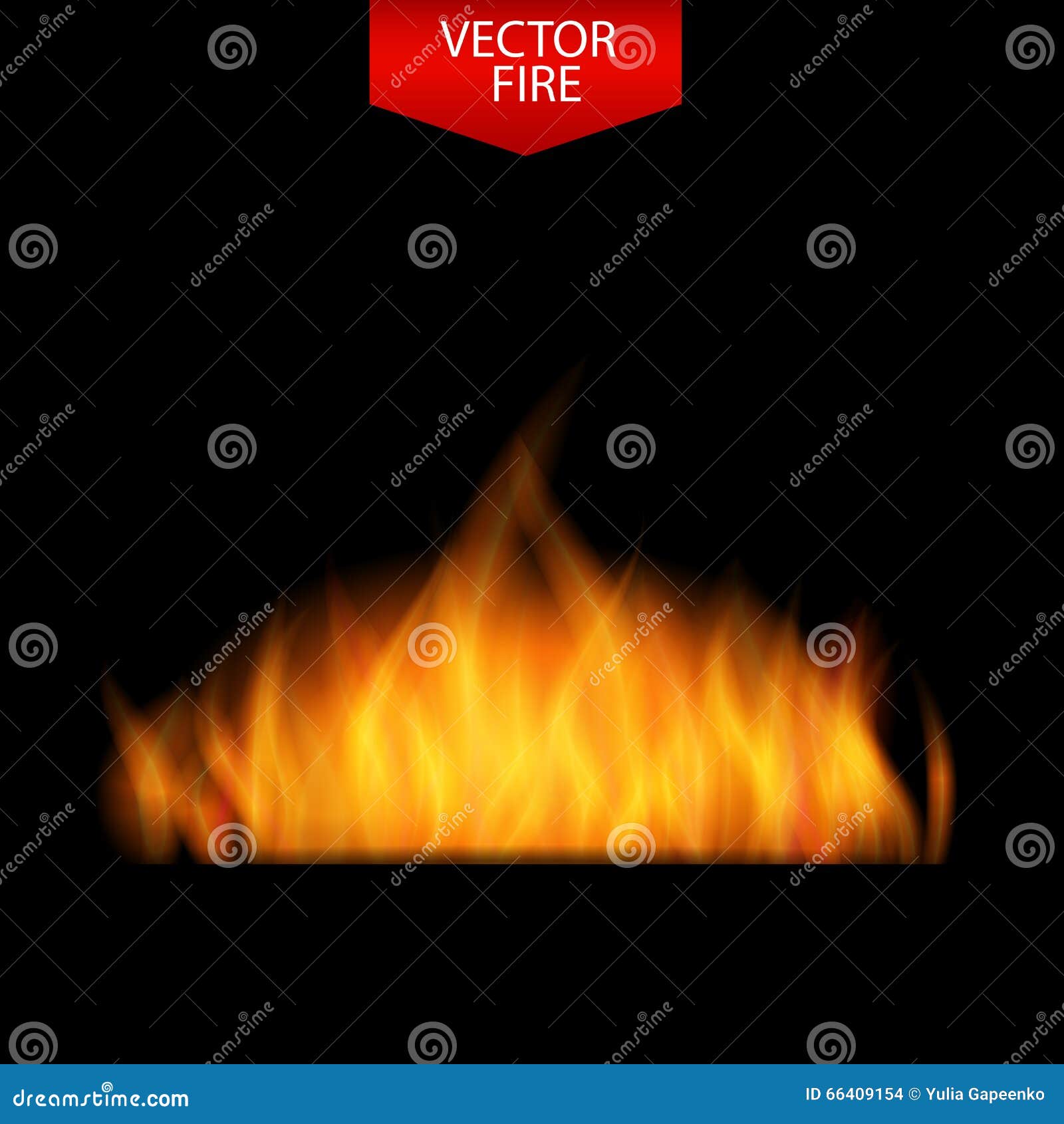 Naturalistic Fire on Dark Background. Vector Illustration Stock Vector ...