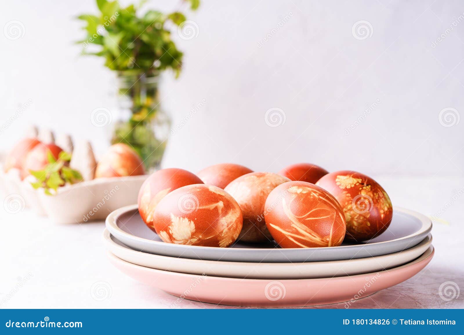 Easter Eggs Dyed with Onion Shells and Springtime Plants, Sustainable ...