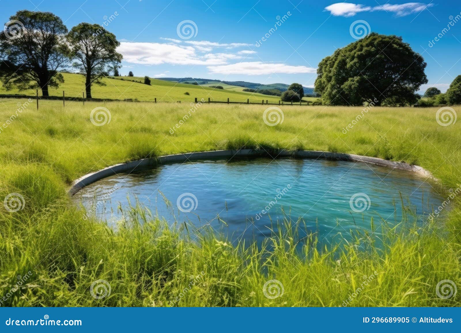 Naturally Heated Pool in a Grassy Field Stock Image - Image of nature ...