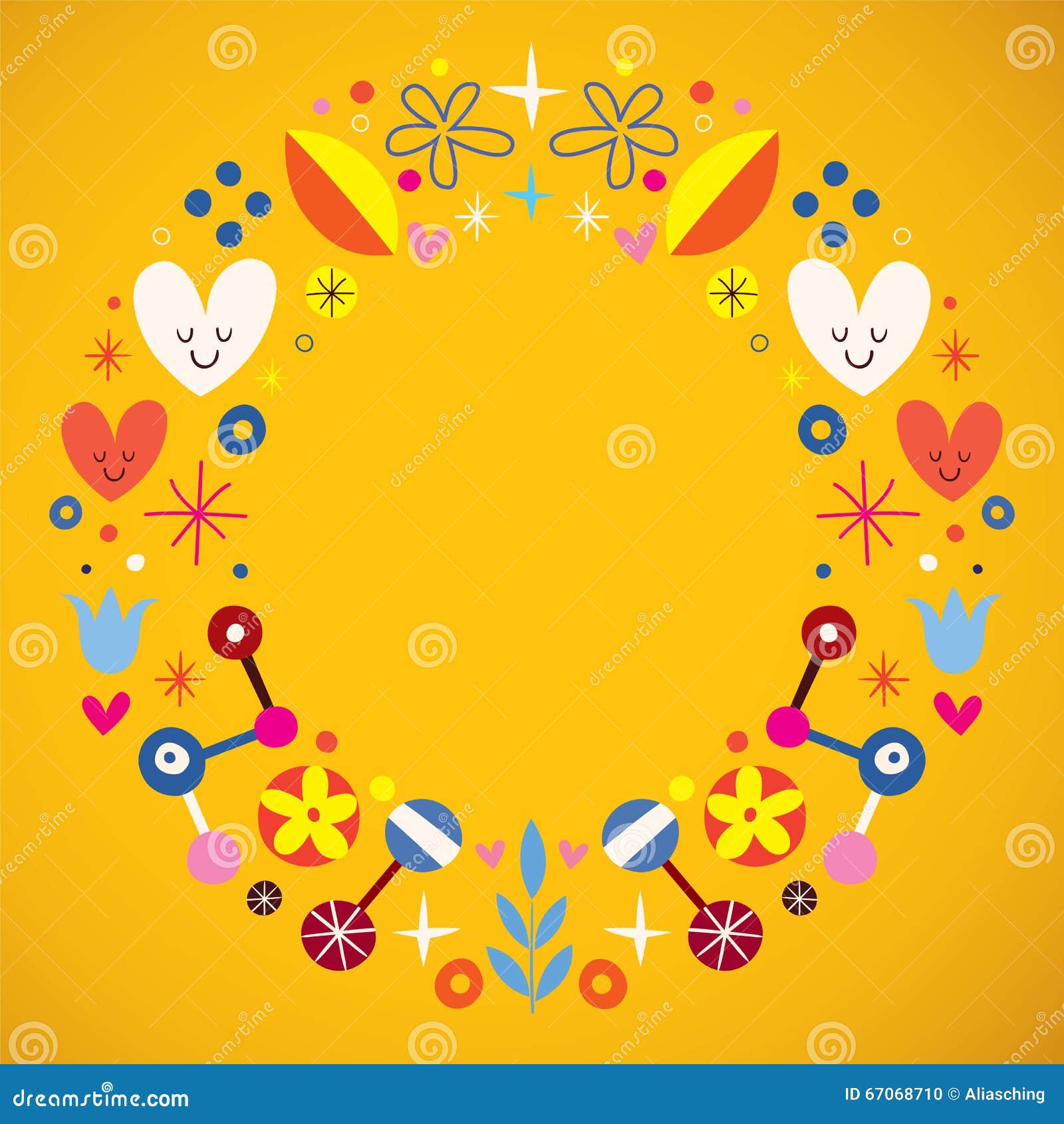 Nature Abstract Art Circle Round Frame Border Stock Vector ...