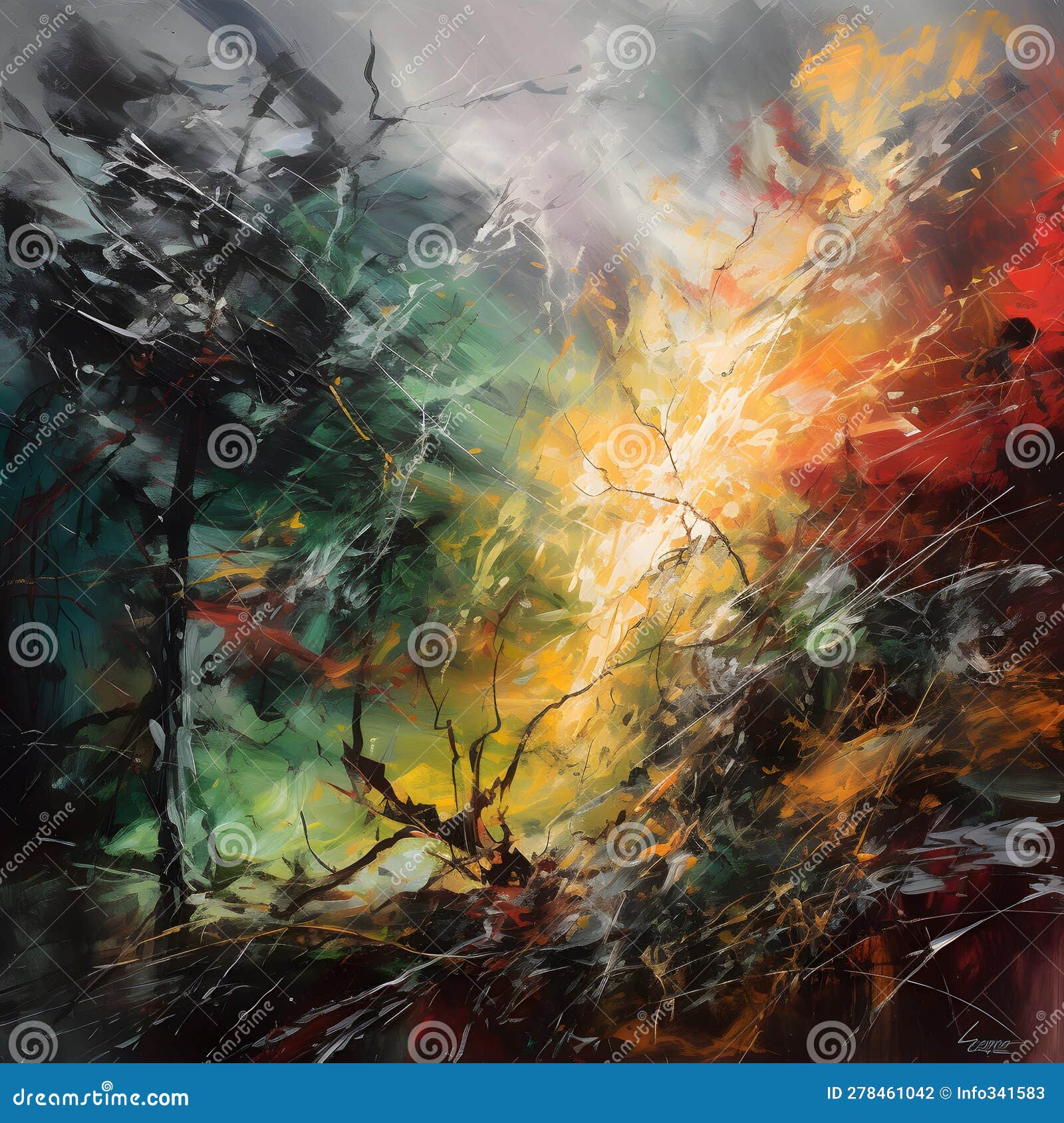 Nature Abstract Expressionism Colors Forms Textures Dynam Generative AI Stock Illustration ...