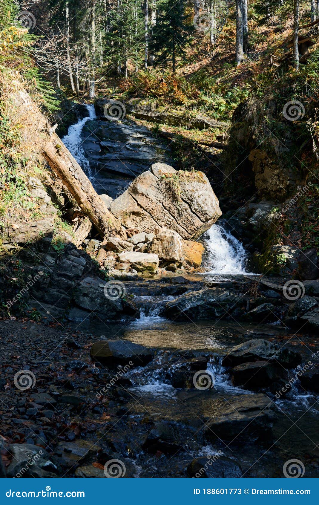 Nature and Adventure Concept - River Flow in the Mountains, Waterfall ...