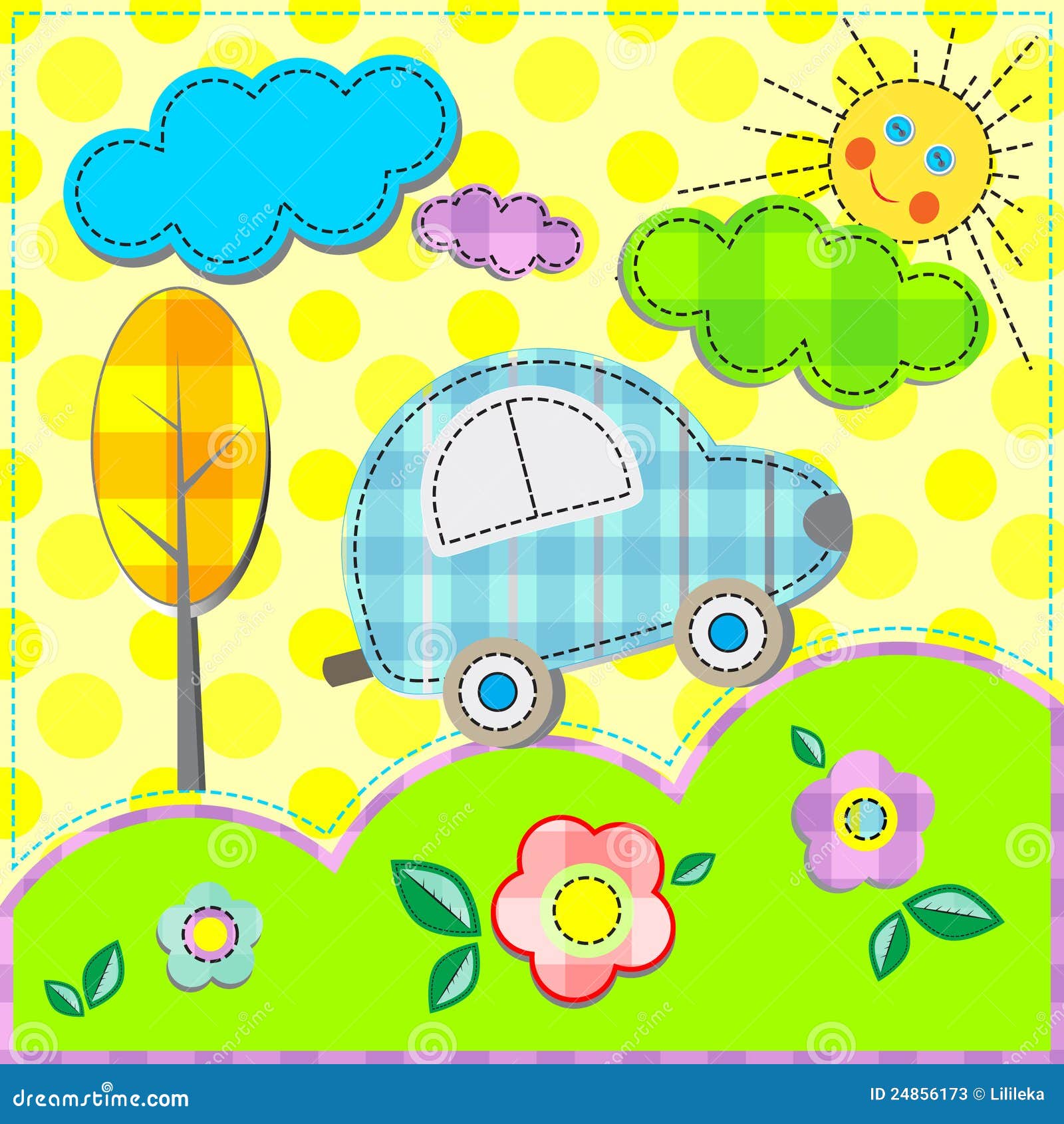 Nature of Applique Vector Art Stock Illustration - Illustration of ...