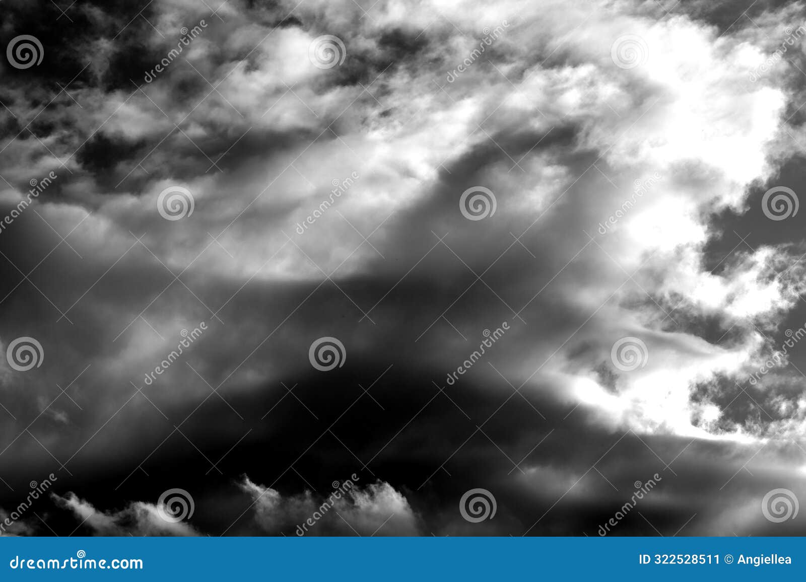 Nature Background 3992 Sky with Dark Diffuse Clouds in Black and White ...