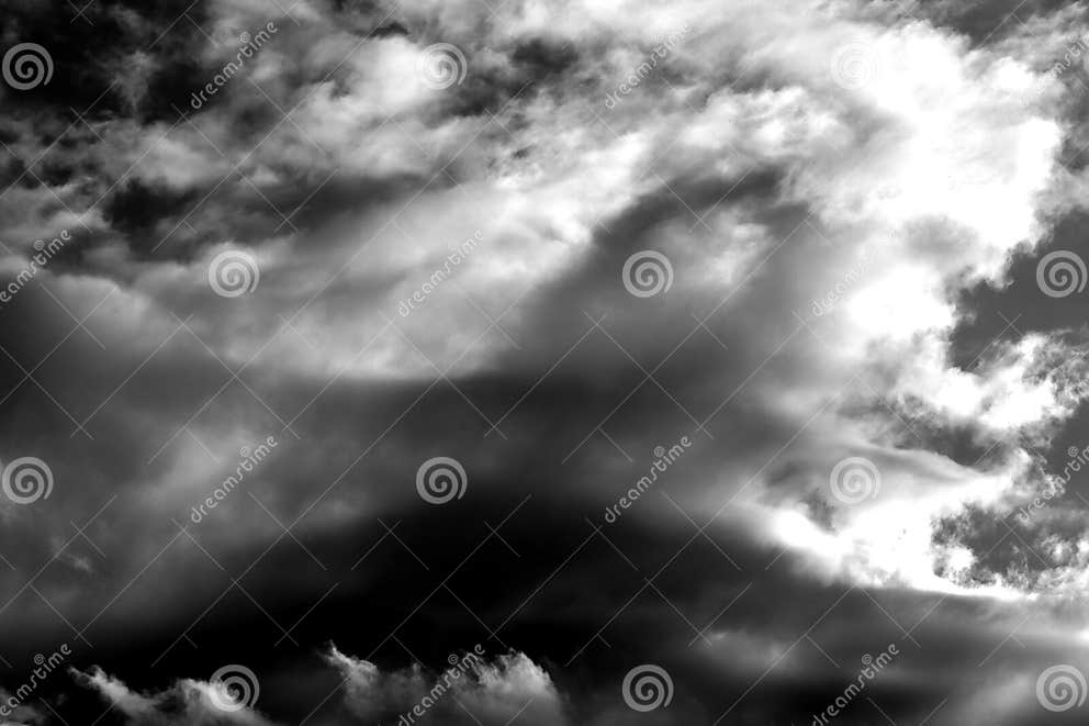 Nature Background 3992 Sky with Dark Diffuse Clouds in Black and White ...