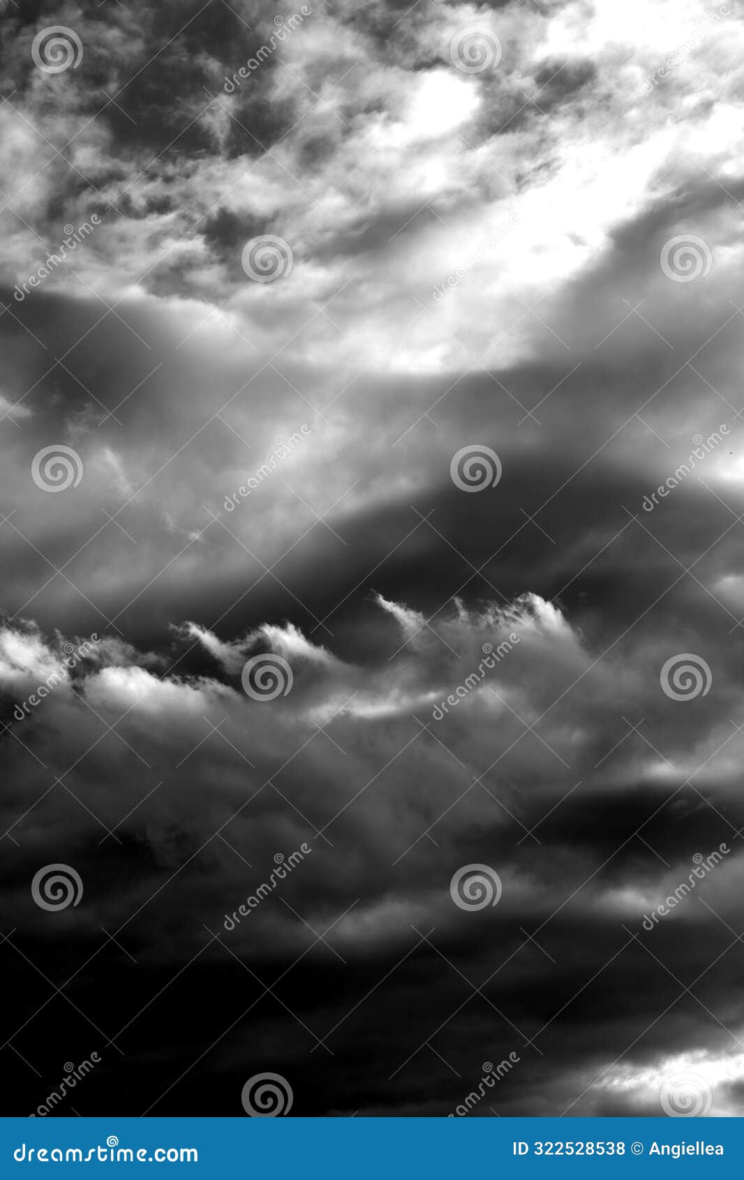Nature Background 3990 Sky with Diffuse Clouds in Black and White Stock ...