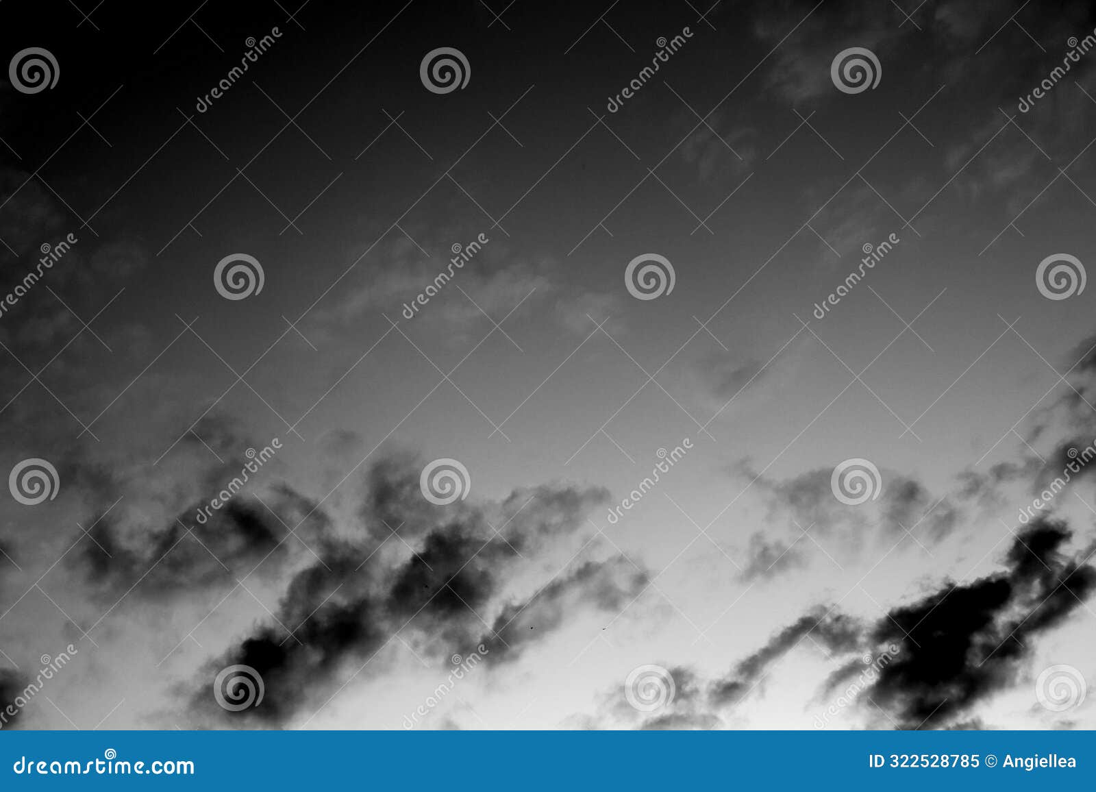 Nature Background 3973 Sky with Diffuse Dark Clouds in Black and White ...