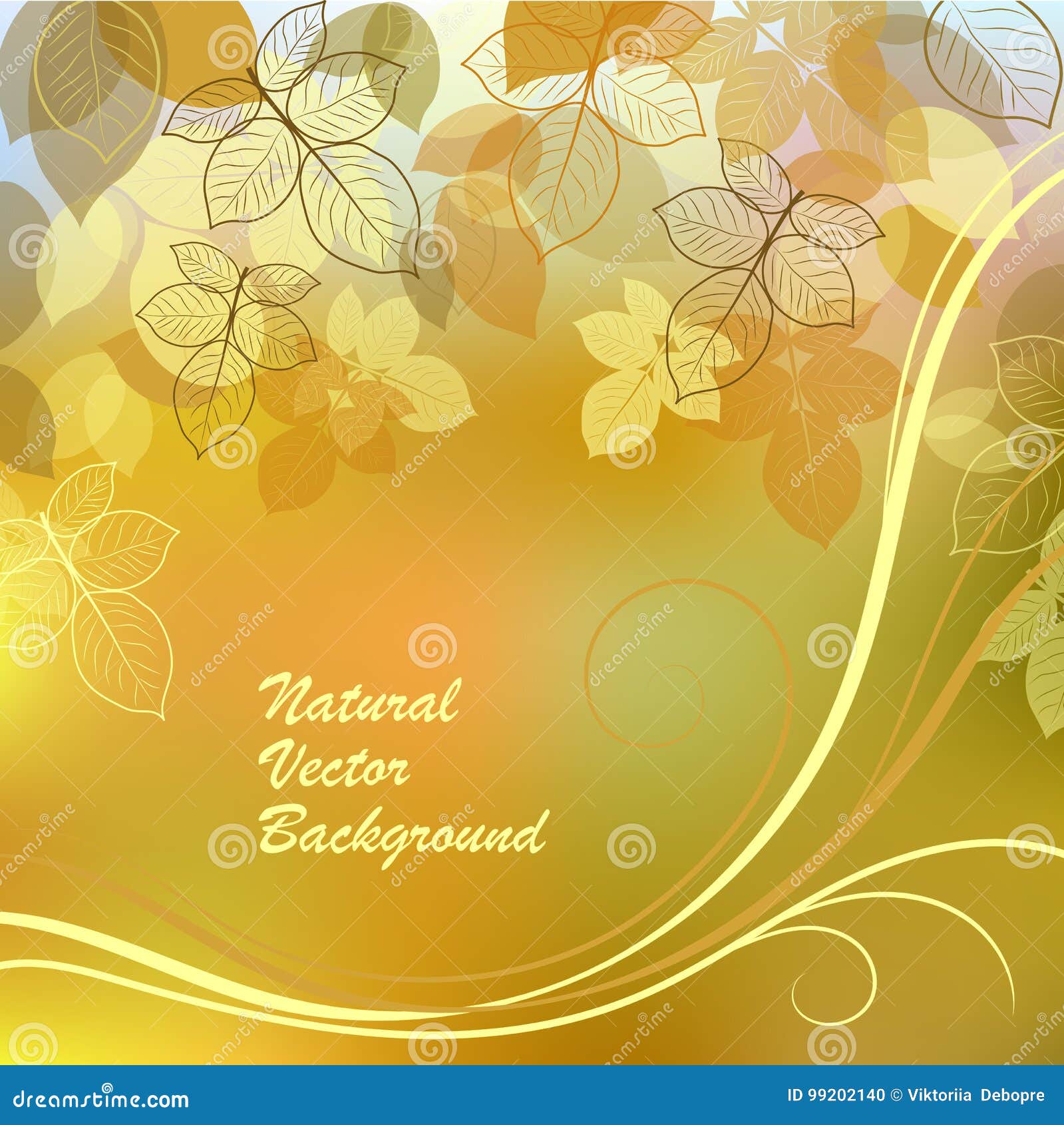Nature Background with Yellow Leaves. Stock Vector - Illustration of ...