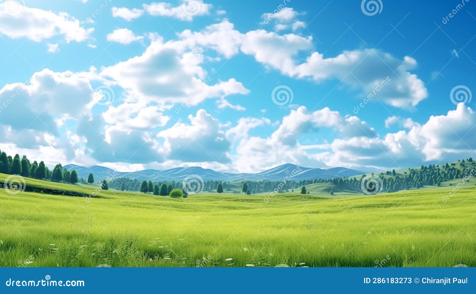 Nature Beauty Blue Sky and Green Landscape Background Stock Image ...