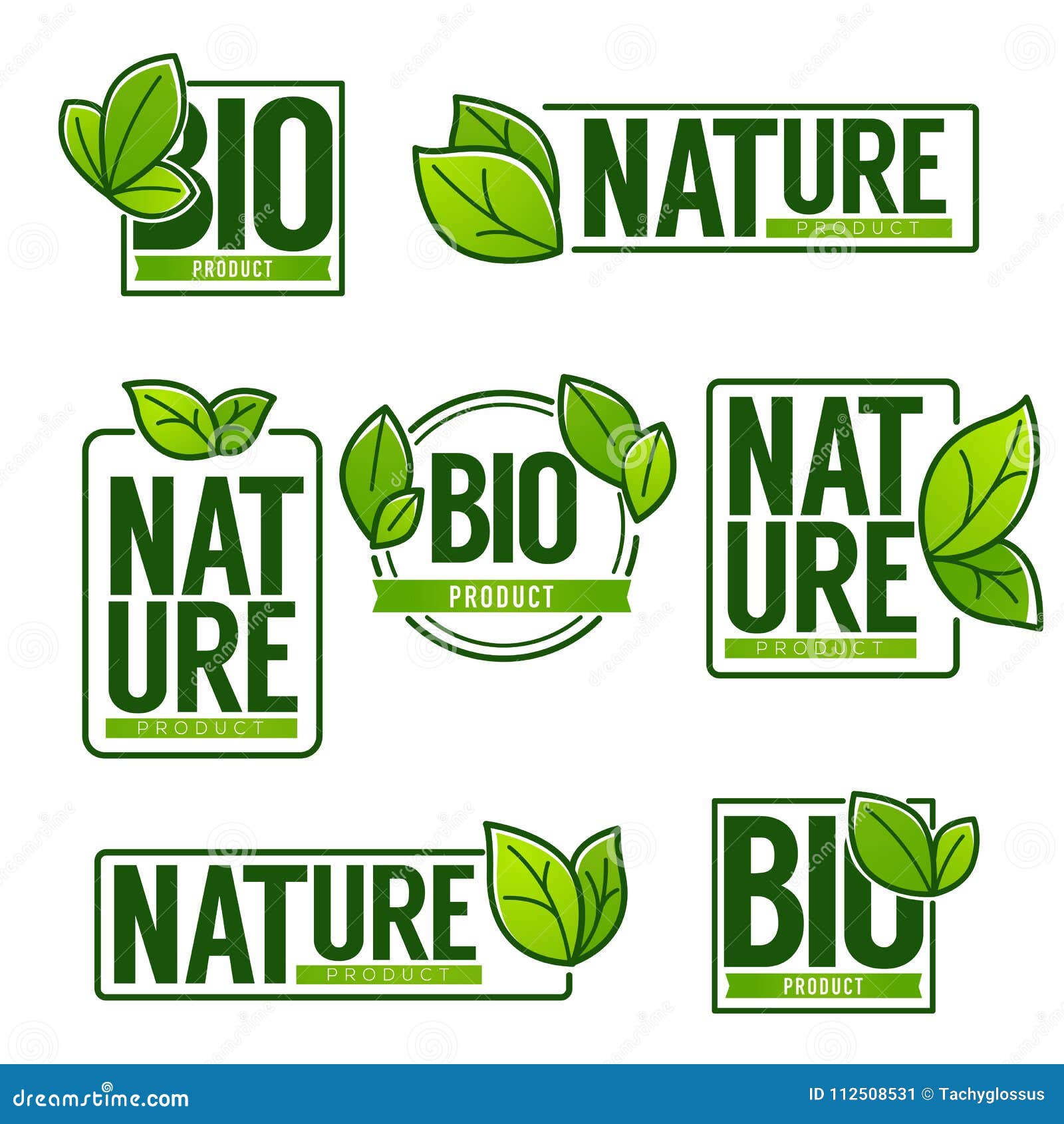 Nature and Bio Product, Doodle Organic Leaves Emblems, Stickers, Frames ...