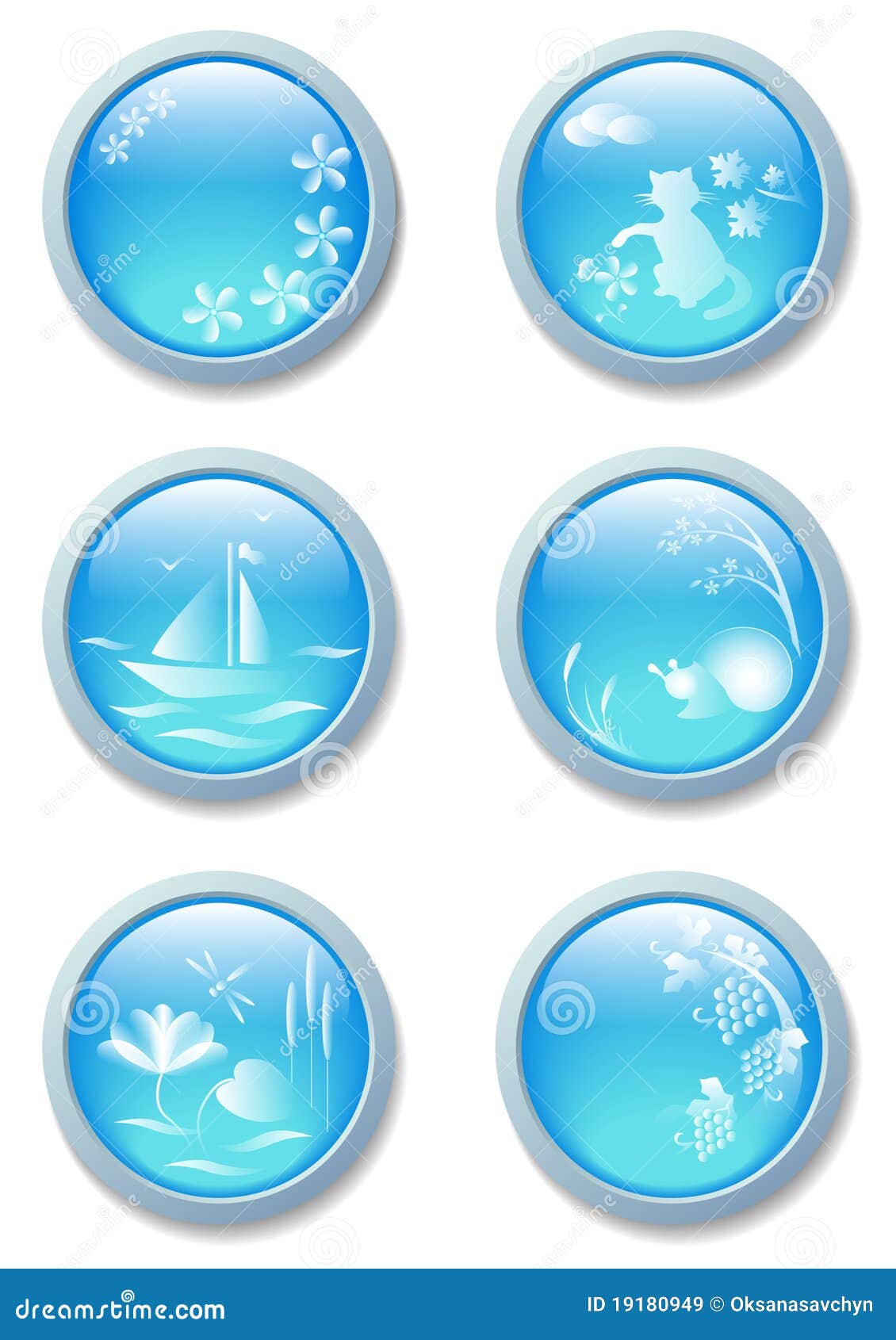 Nature blue buttons stock vector. Illustration of elegant - 19180949