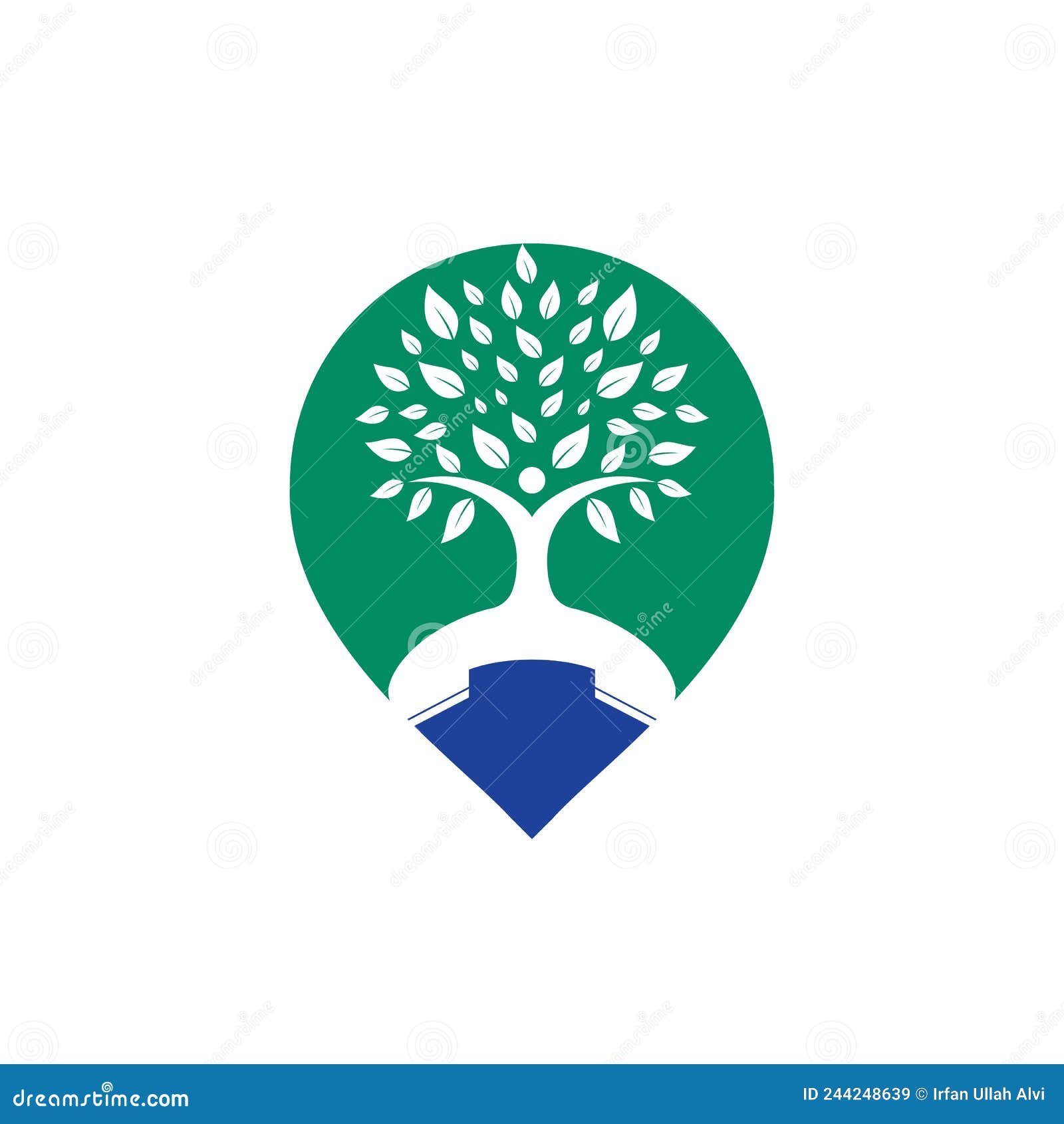 Nature Call Vector Logo Design. Handset and Human Tree with Pin Point ...