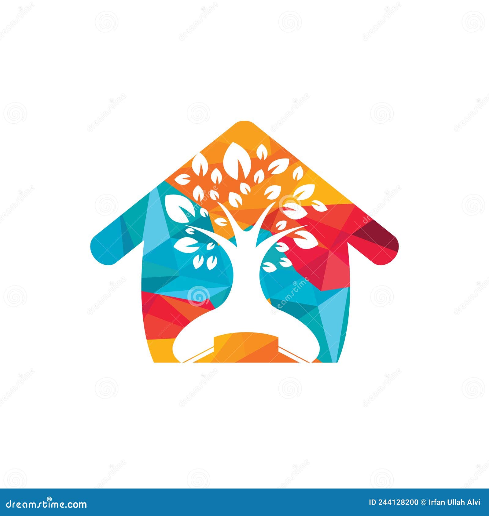 Nature Call Vector Logo Design. Handset Tree with Home Icon Design ...