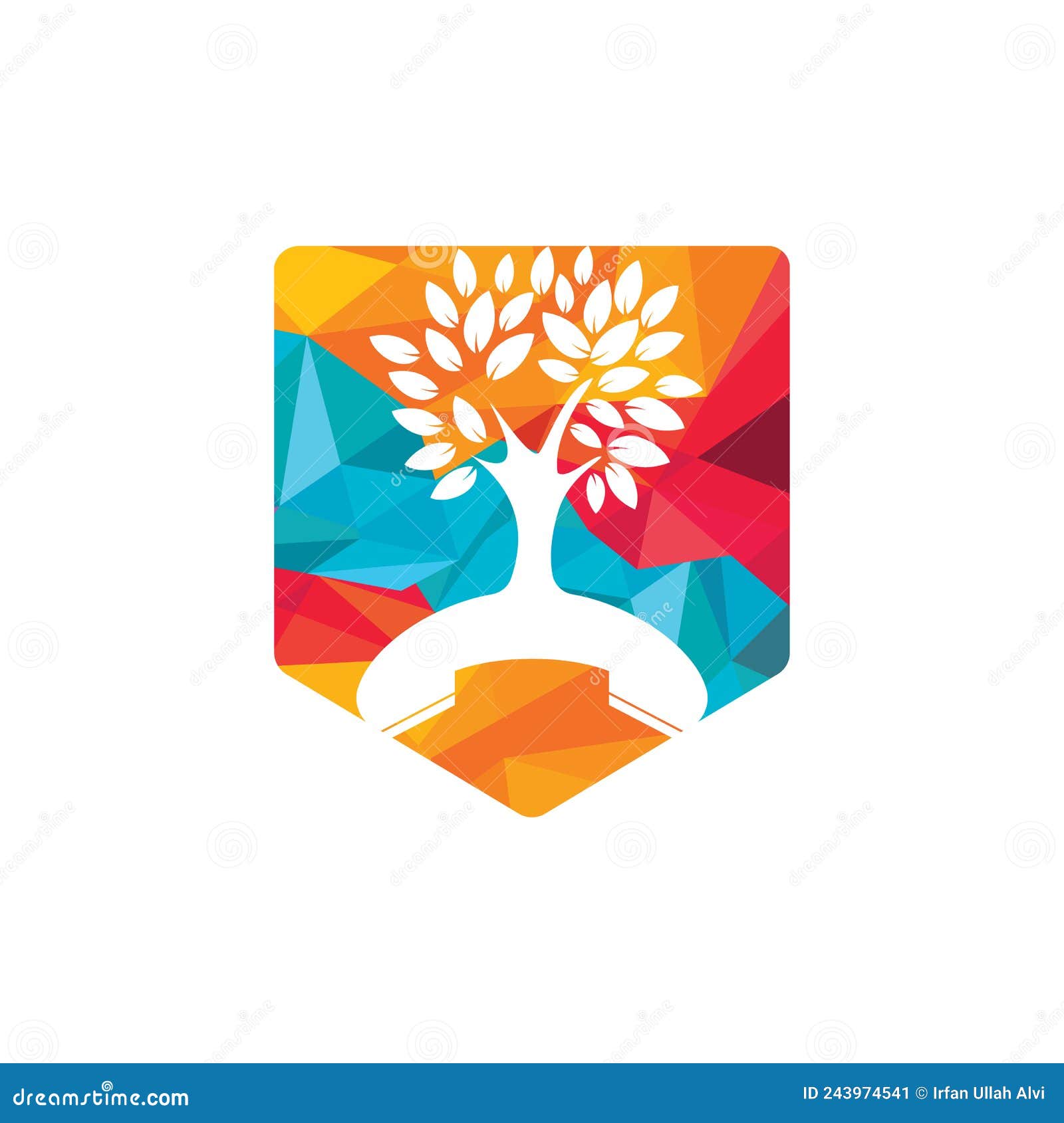 Nature Call Vector Logo Design. Handset Tree Icon Design Template ...