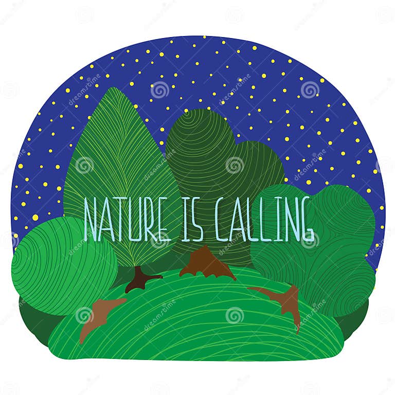 Nature is Calling Vector Illustration Stock Vector - Illustration of ...