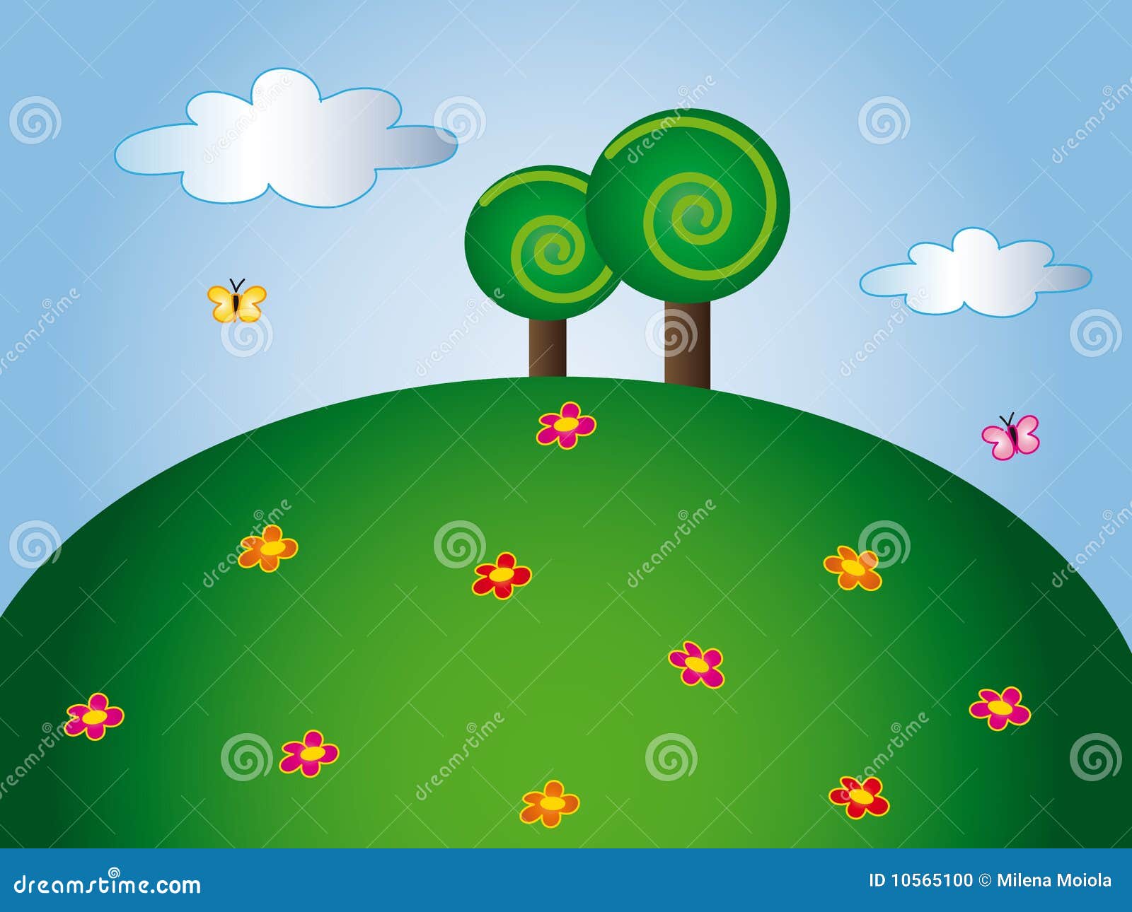 Nature cartoon stock illustration. Illustration of butterflys - 10565100