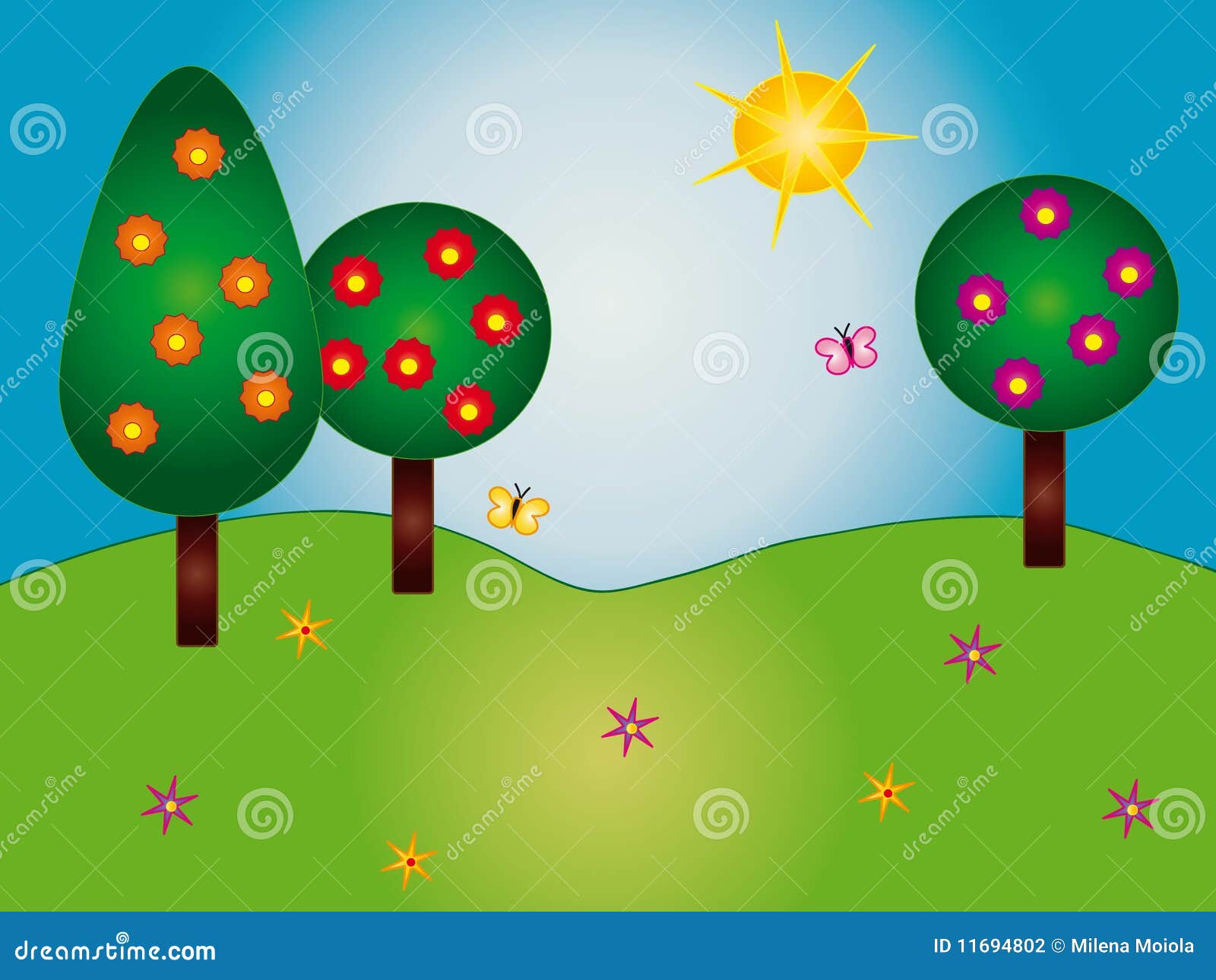 Nature cartoon stock illustration. Illustration of butterfly - 11694802