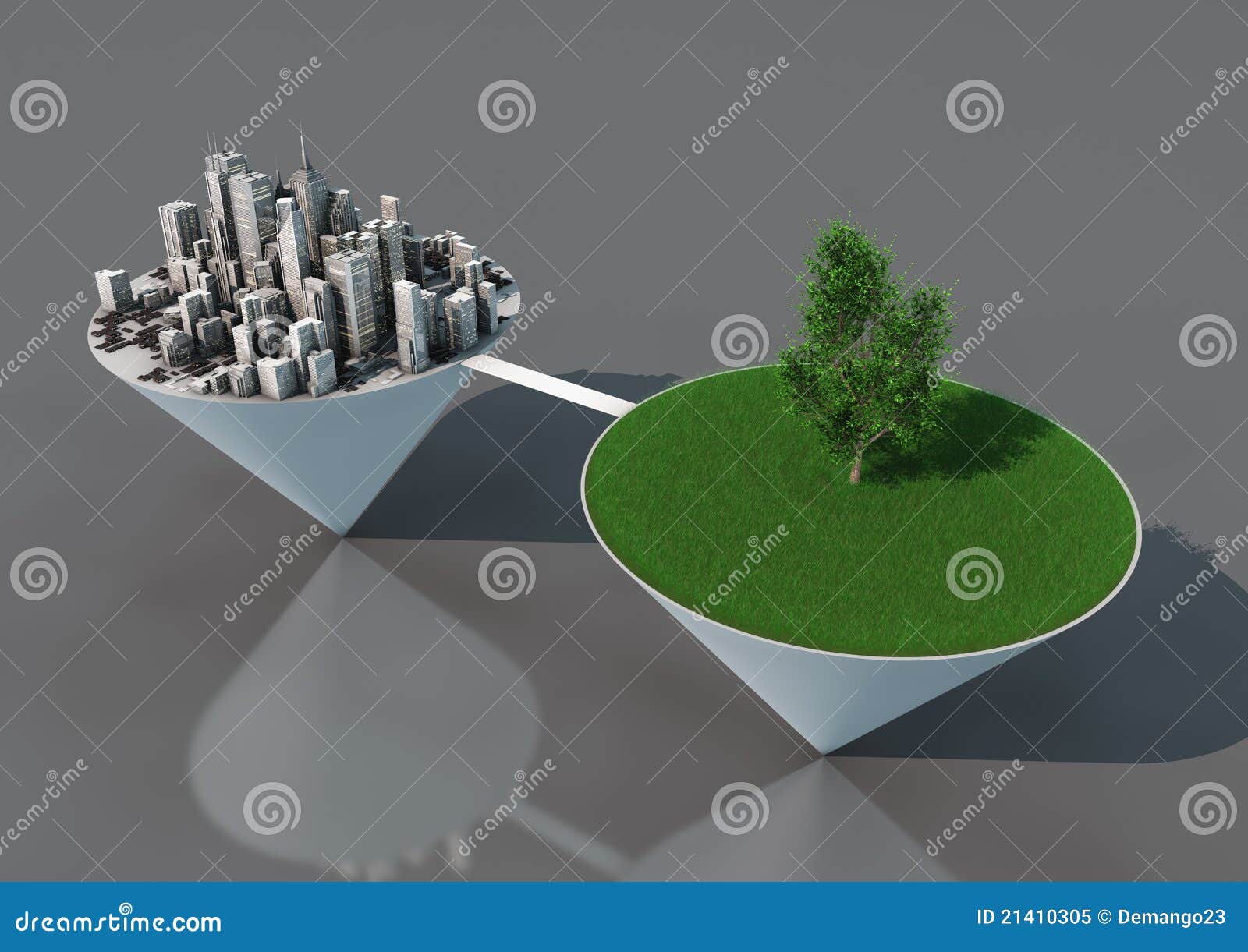 Nature and city balance stock illustration. Illustration of bridge ...