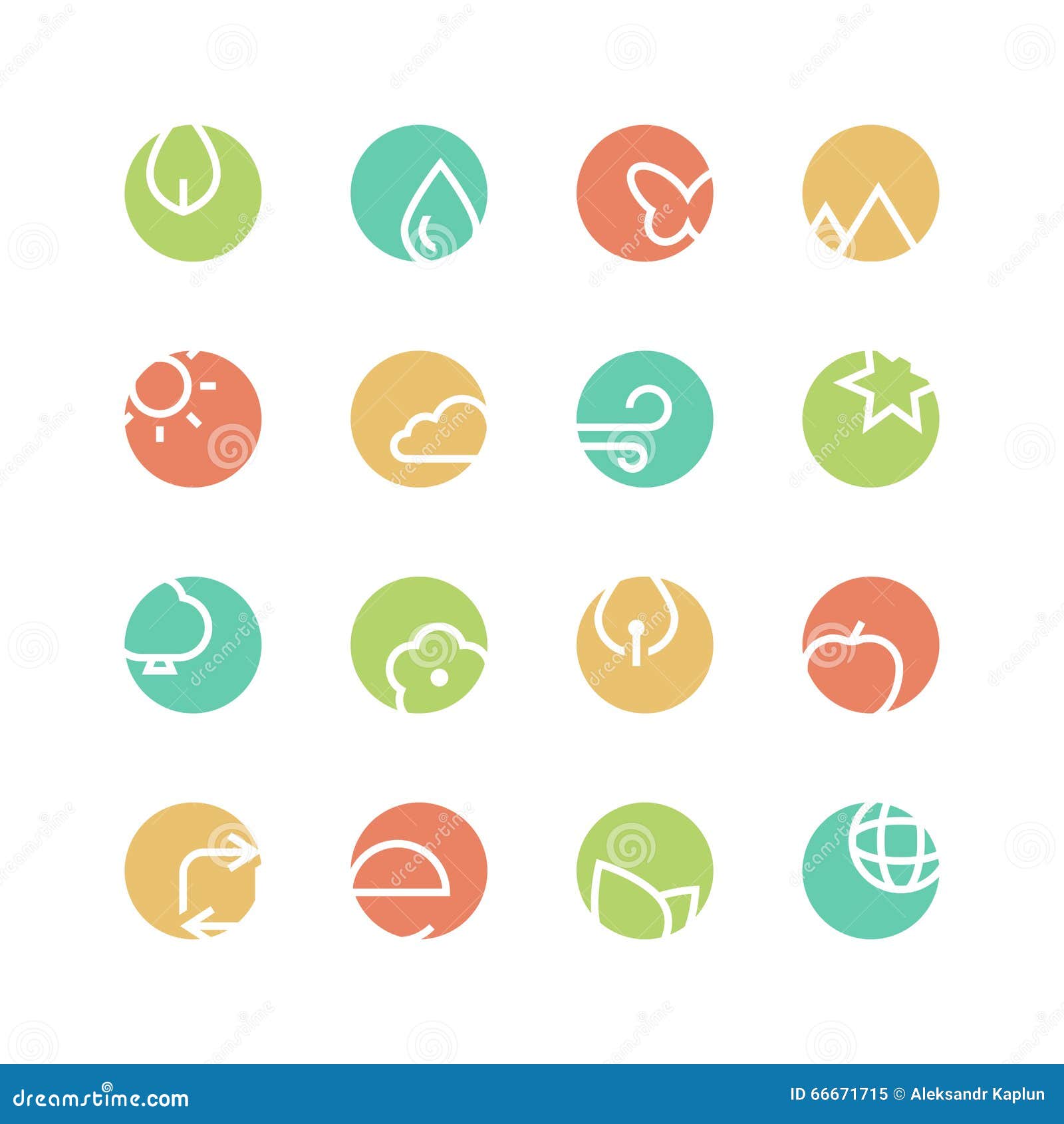Nature colored icon set stock vector. Illustration of nature - 66671715