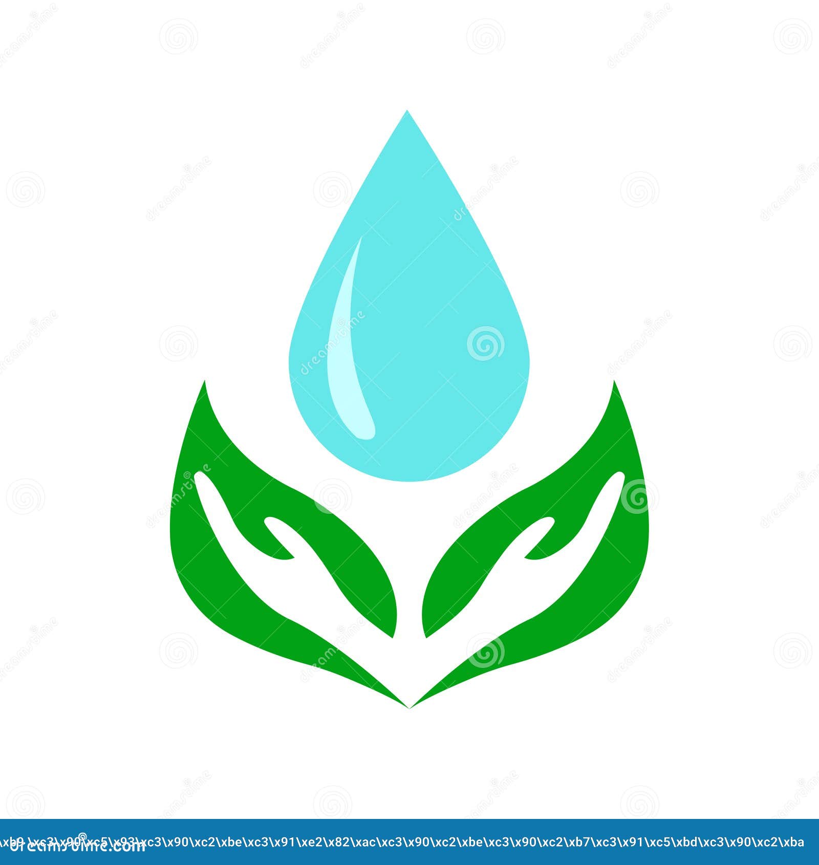 Nature Conservation Icon, Two Leaves and a Drop of Water, Vector ...