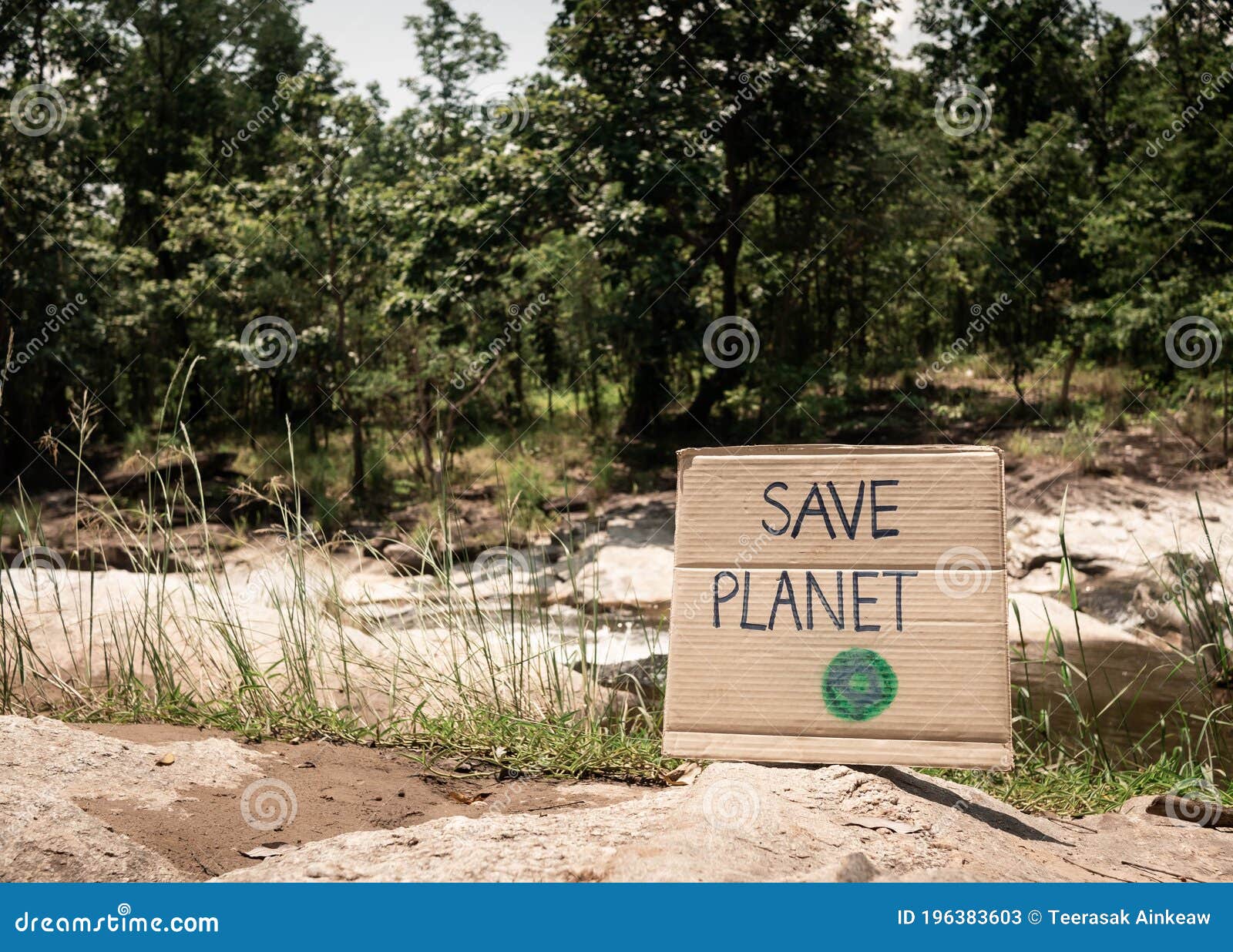 The Nature Conservation Sign on Stream Flowing Background. the Concept ...