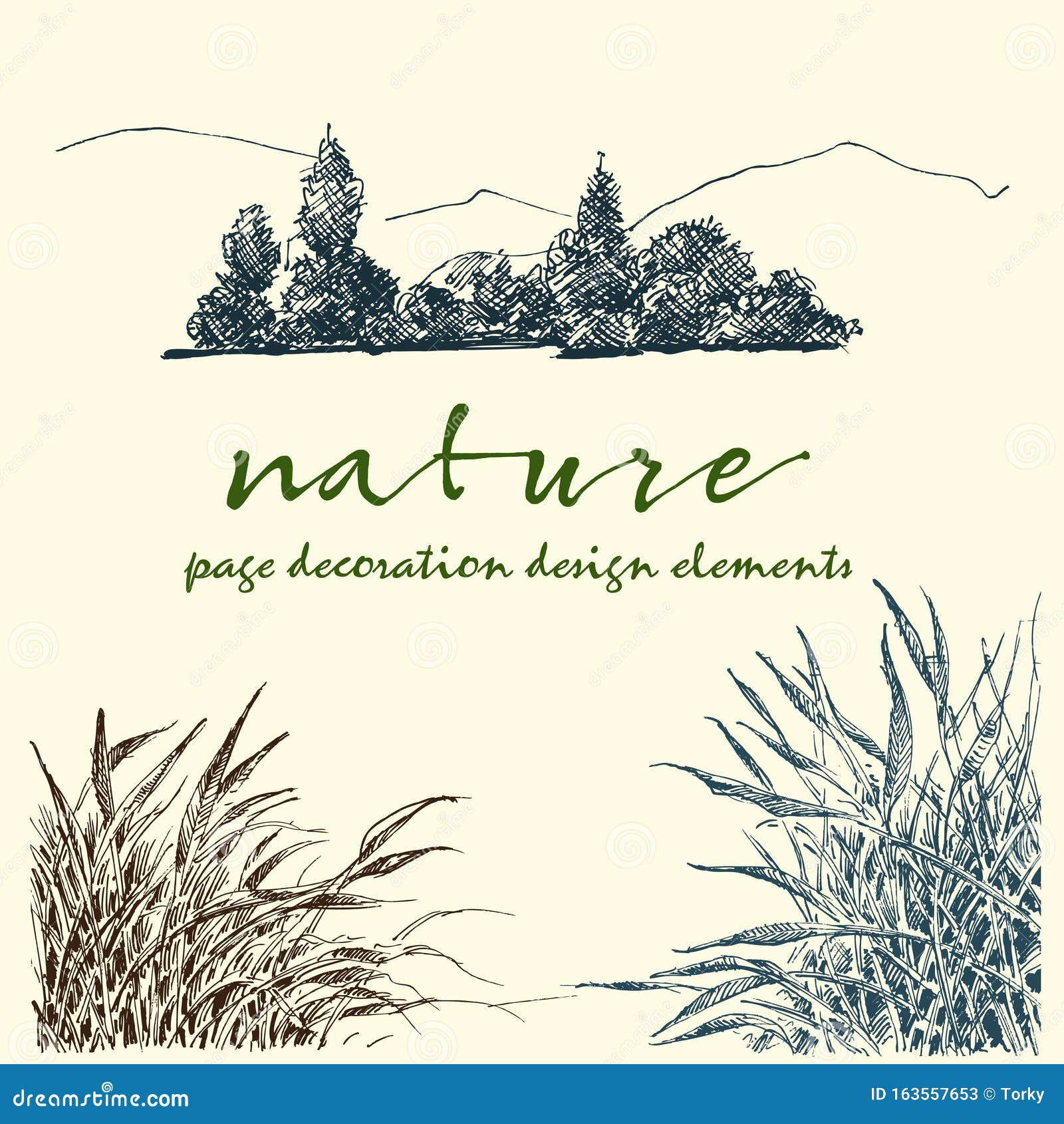 Nature design elements set stock vector. Illustration of corner - 163557653