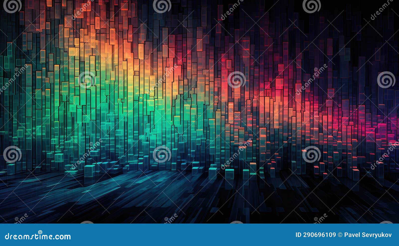 Nature Digital Pixel Waterfall Stock Illustration - Illustration of ...