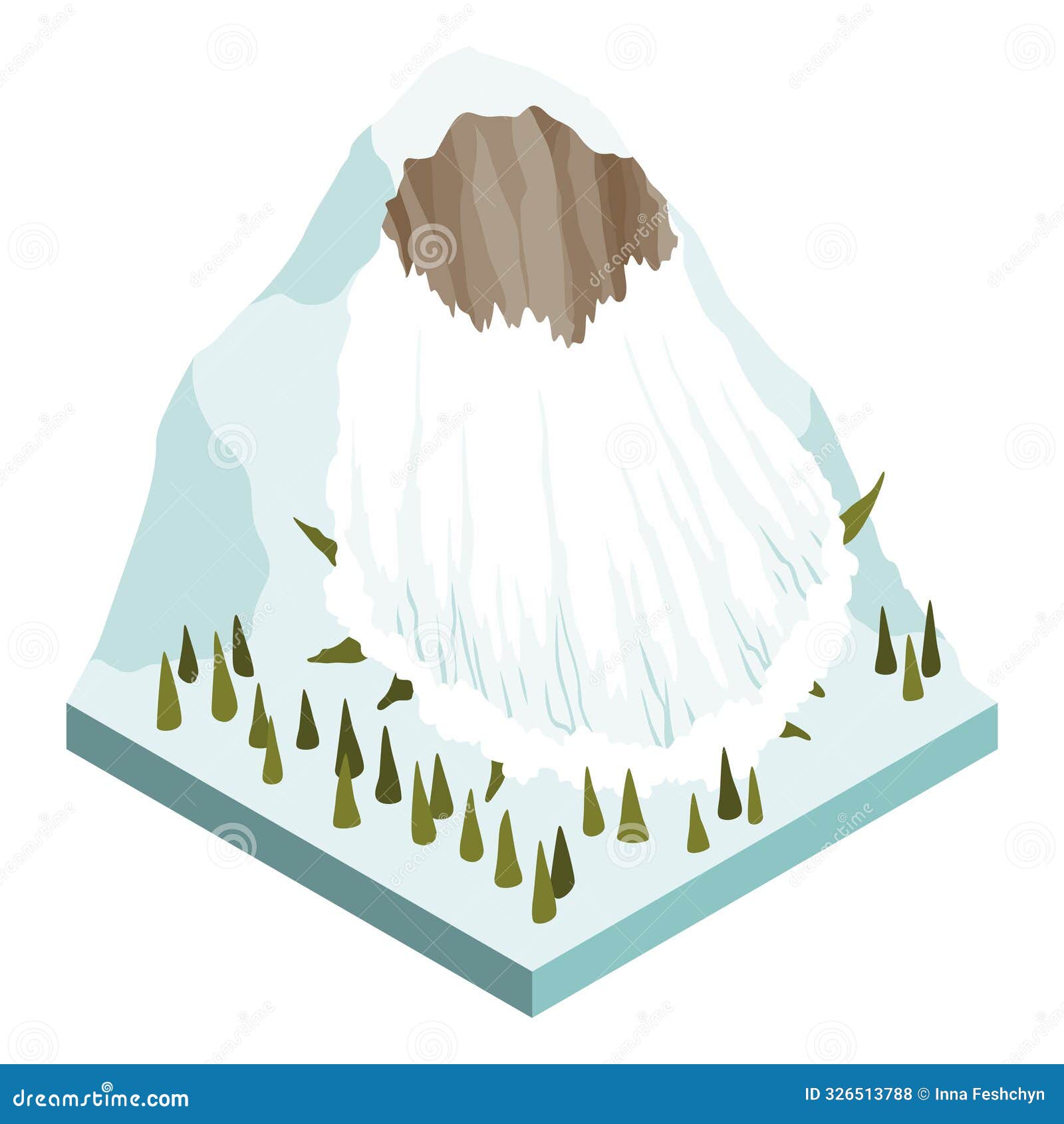 Nature Disaster Concept 3d Isometric View Include of Avalanche Snow ...