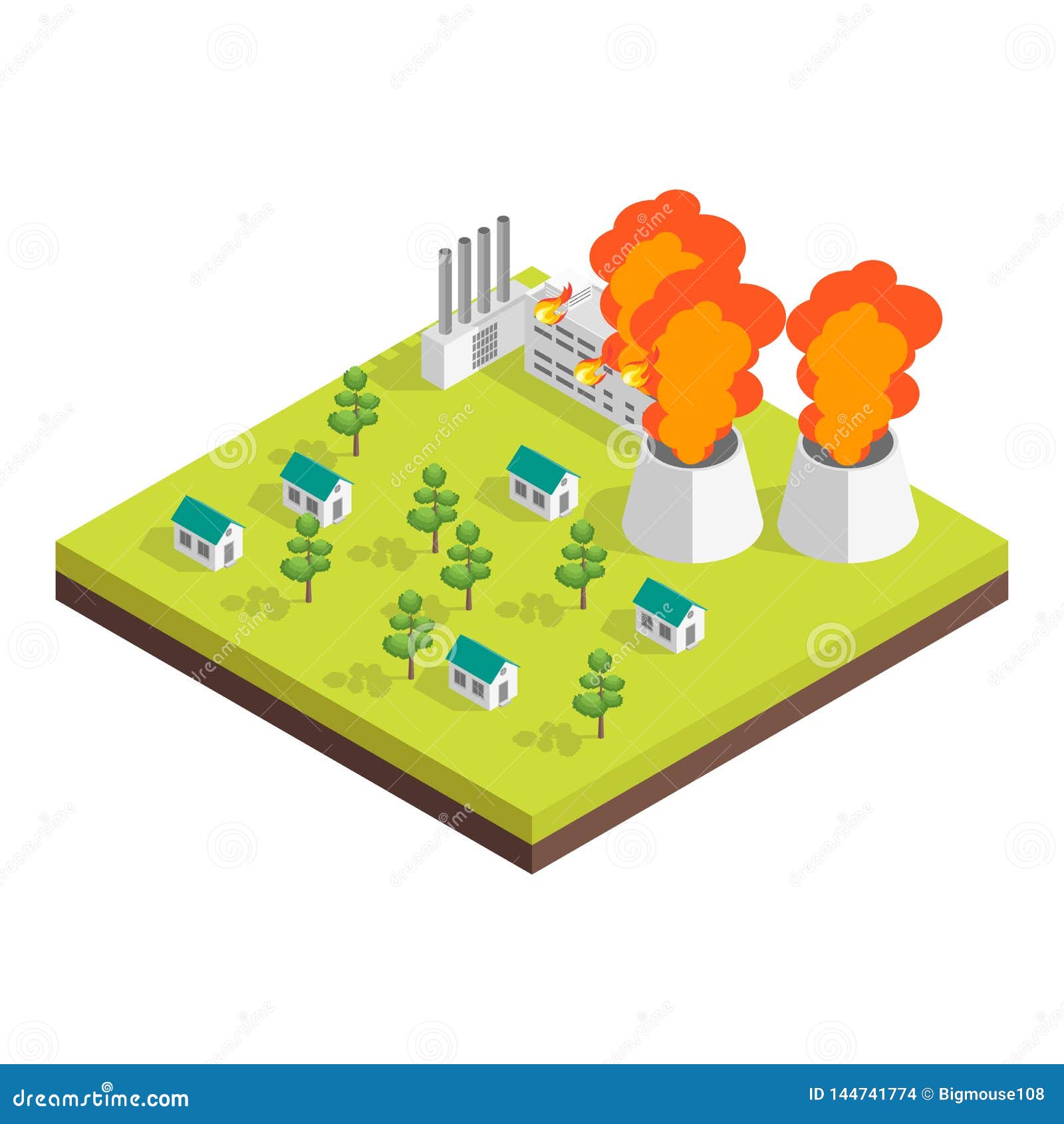 Nature Disaster Concept 3d Isometric View. Vector Stock Vector ...