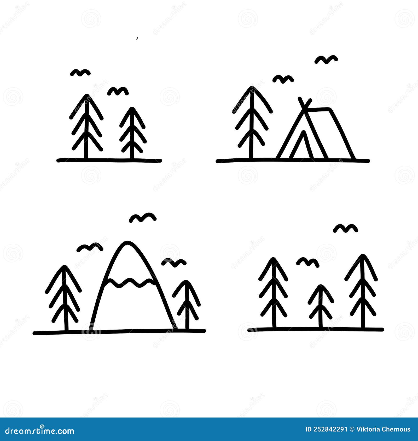 Nature Doodle Icons, Vector Color Line Illustration Stock Vector - Illustration of environmental ...