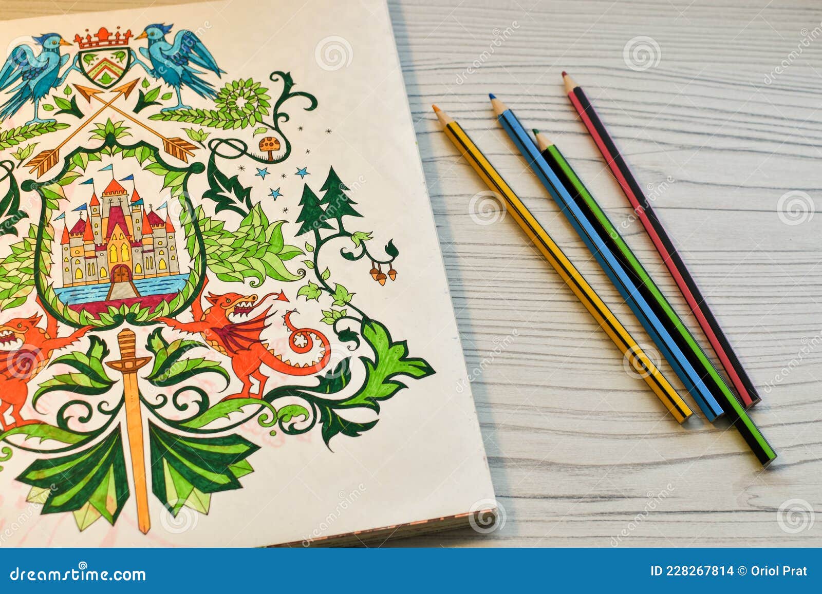 Nature Drawing with Colored Pencils Stock Photo - Image of crayons ...
